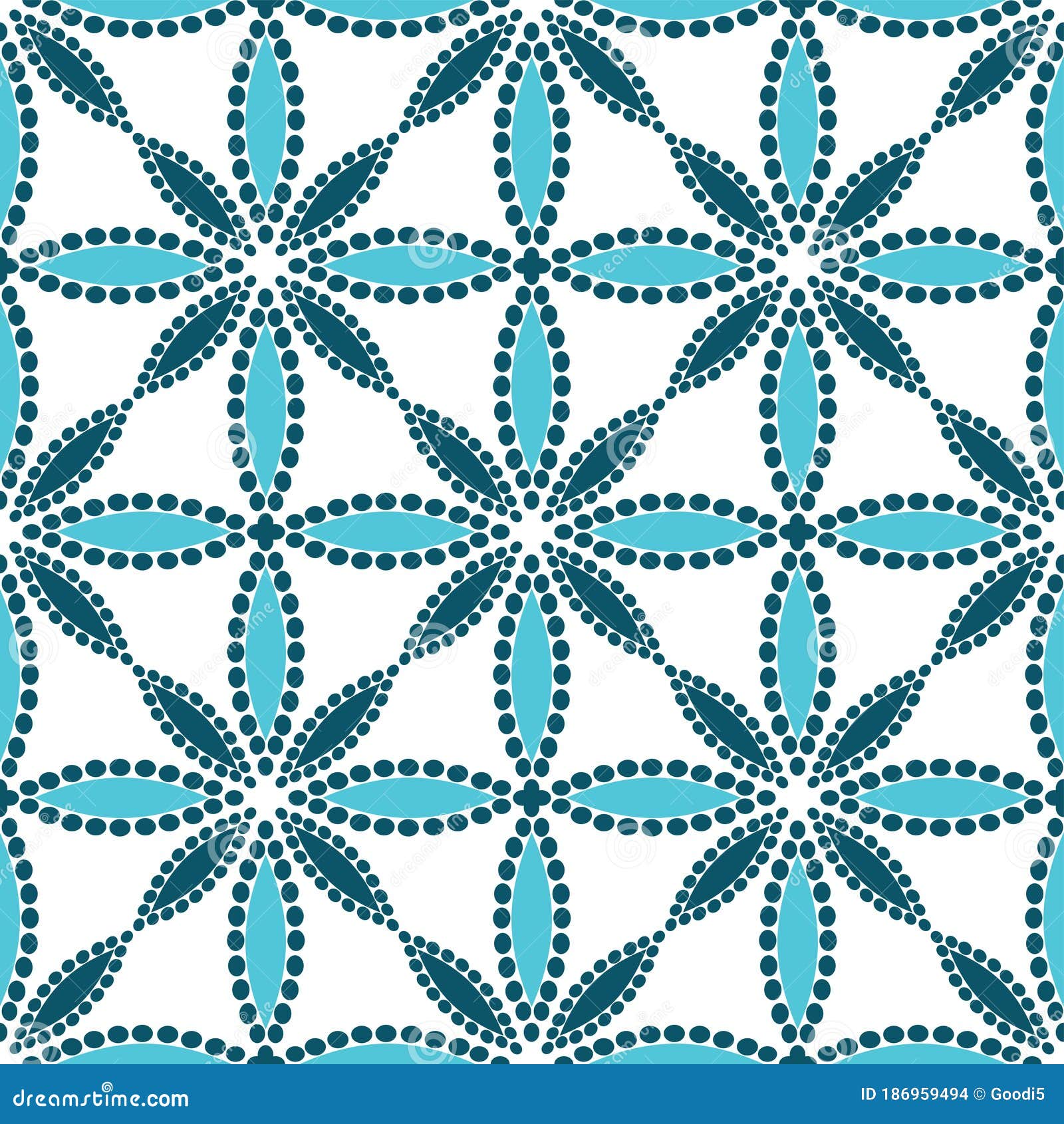 African Flower Design Pattern in Blue for Fabric and Textile Print ...