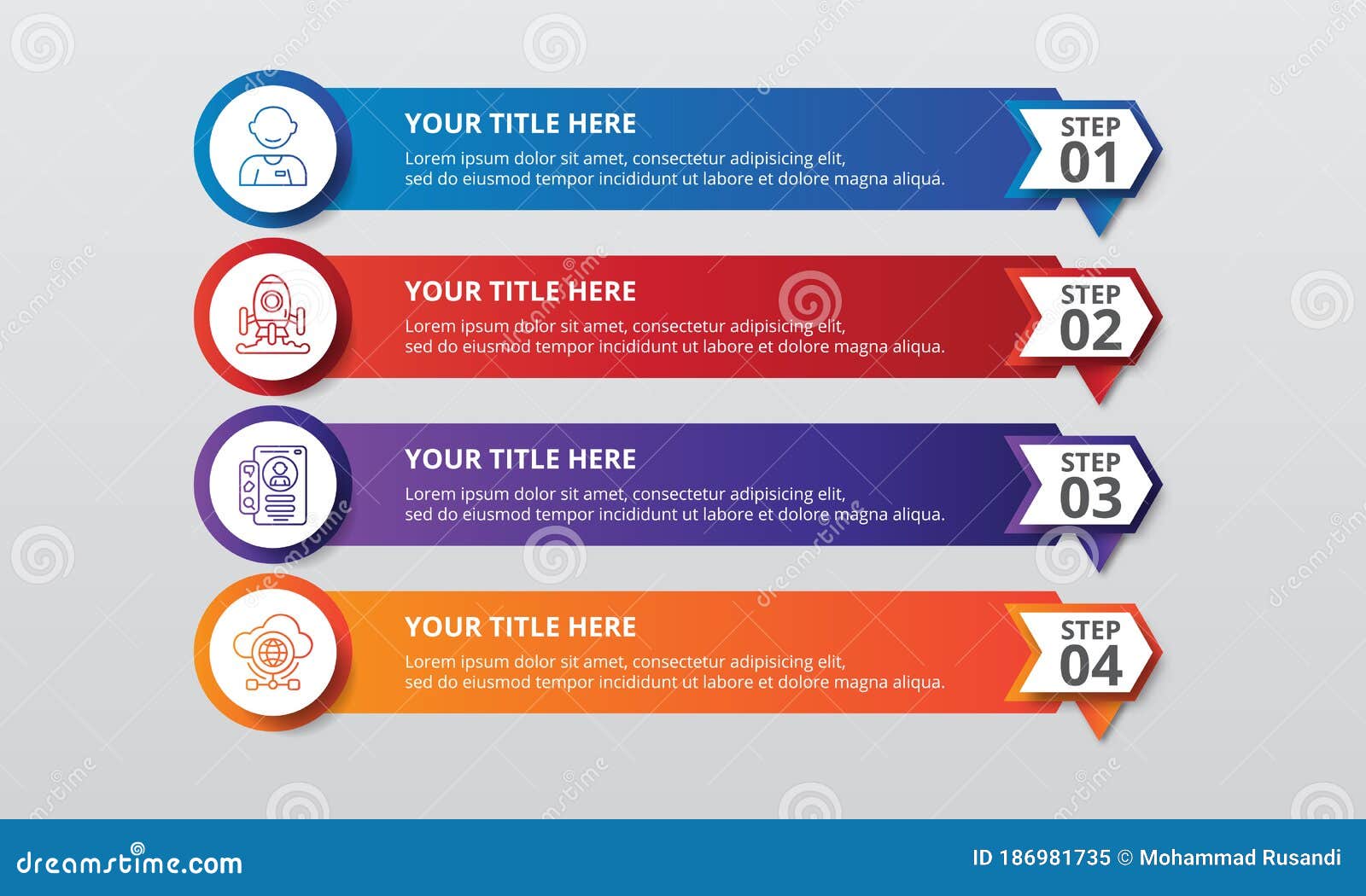 Four Steps Horizontal Infographic Template. for Your Presentation Stock ...