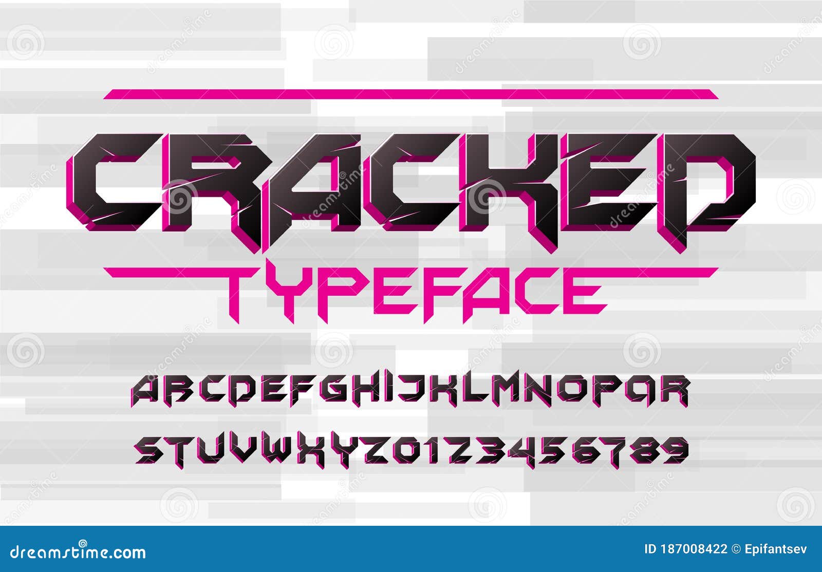 Cracked Alphabet. Broken Abc Font, Fissure Letters And Numbers ...