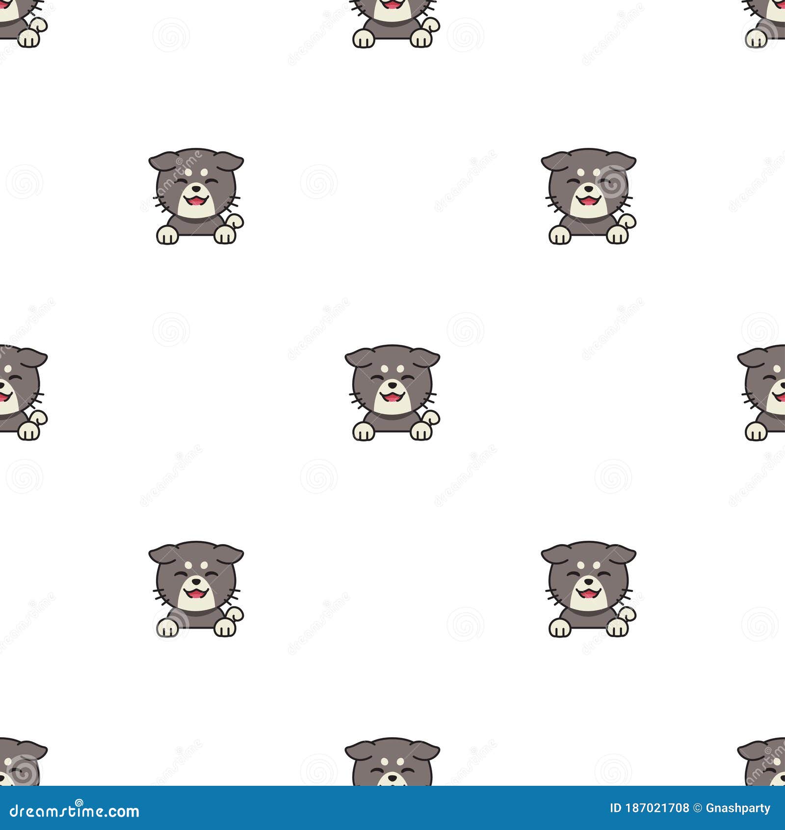 Cartoon Character Gray Cat Seamless Pattern Background Stock Vector ...