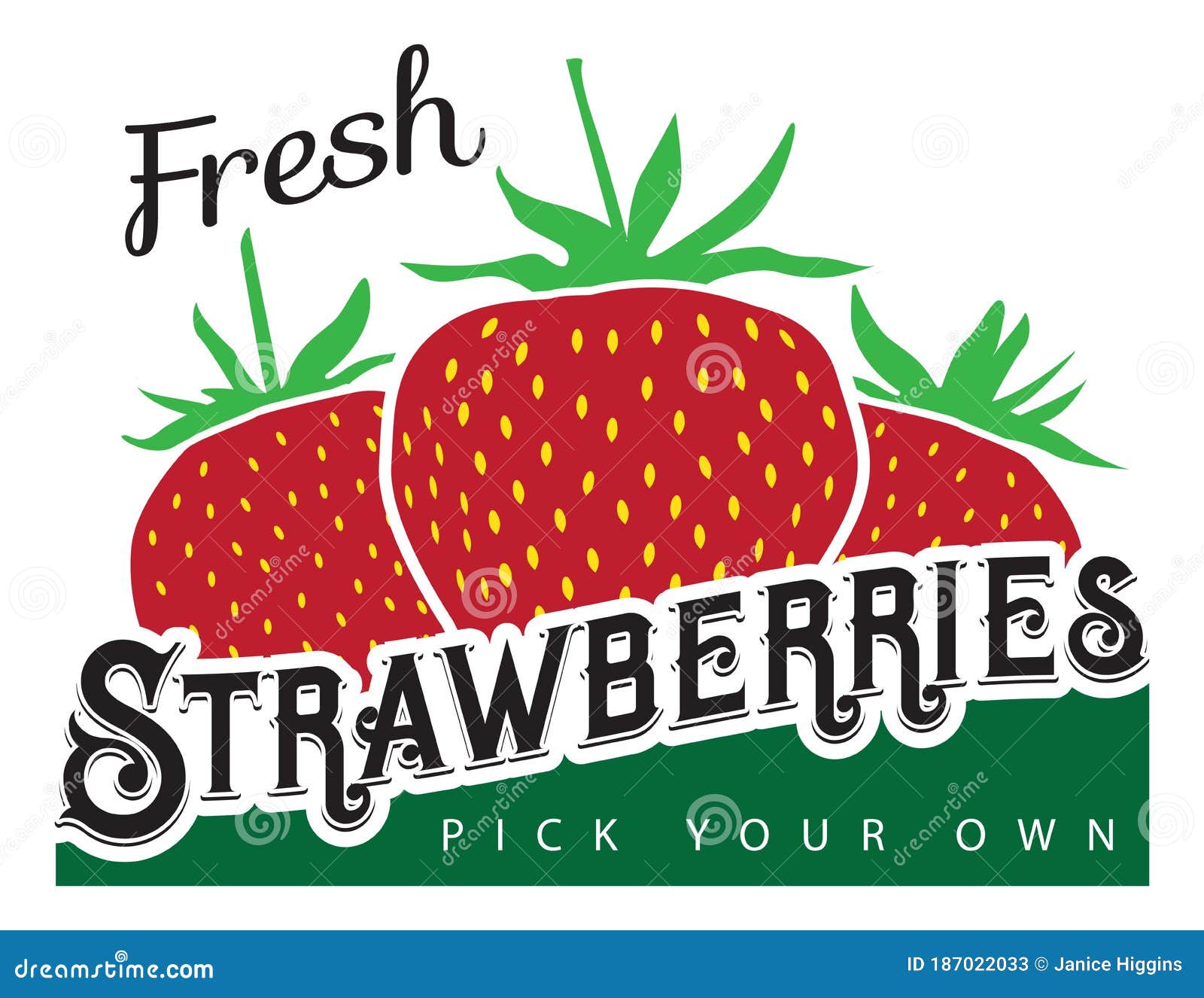 Fresh Strawberries Sign for a Farm Stand or Farmers Market Stock Vector ...