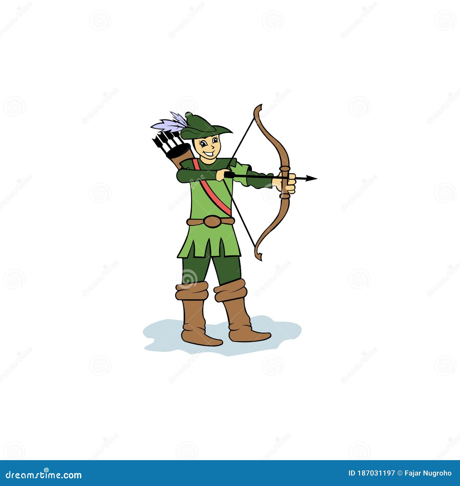 Archer Sport Man Silhouette Doodle Icon Hand Drawn Illustration Cartoon ...