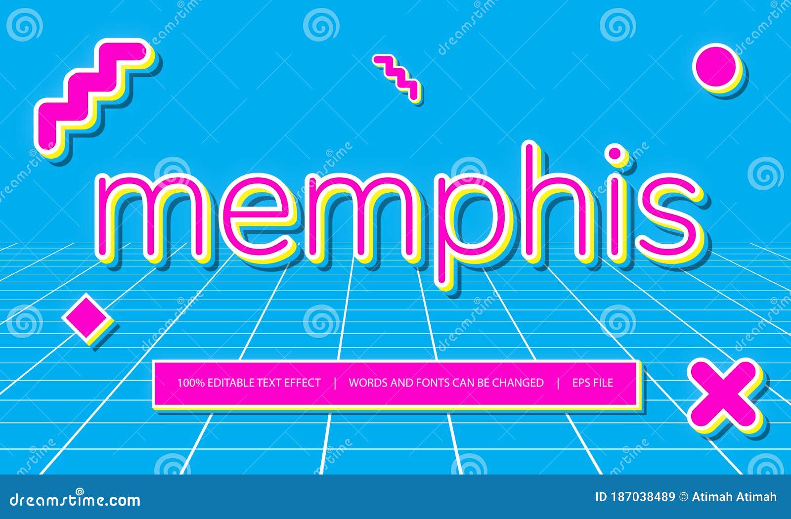 Text Effect - Memphis Style Stock Vector - Illustration of decoration ...