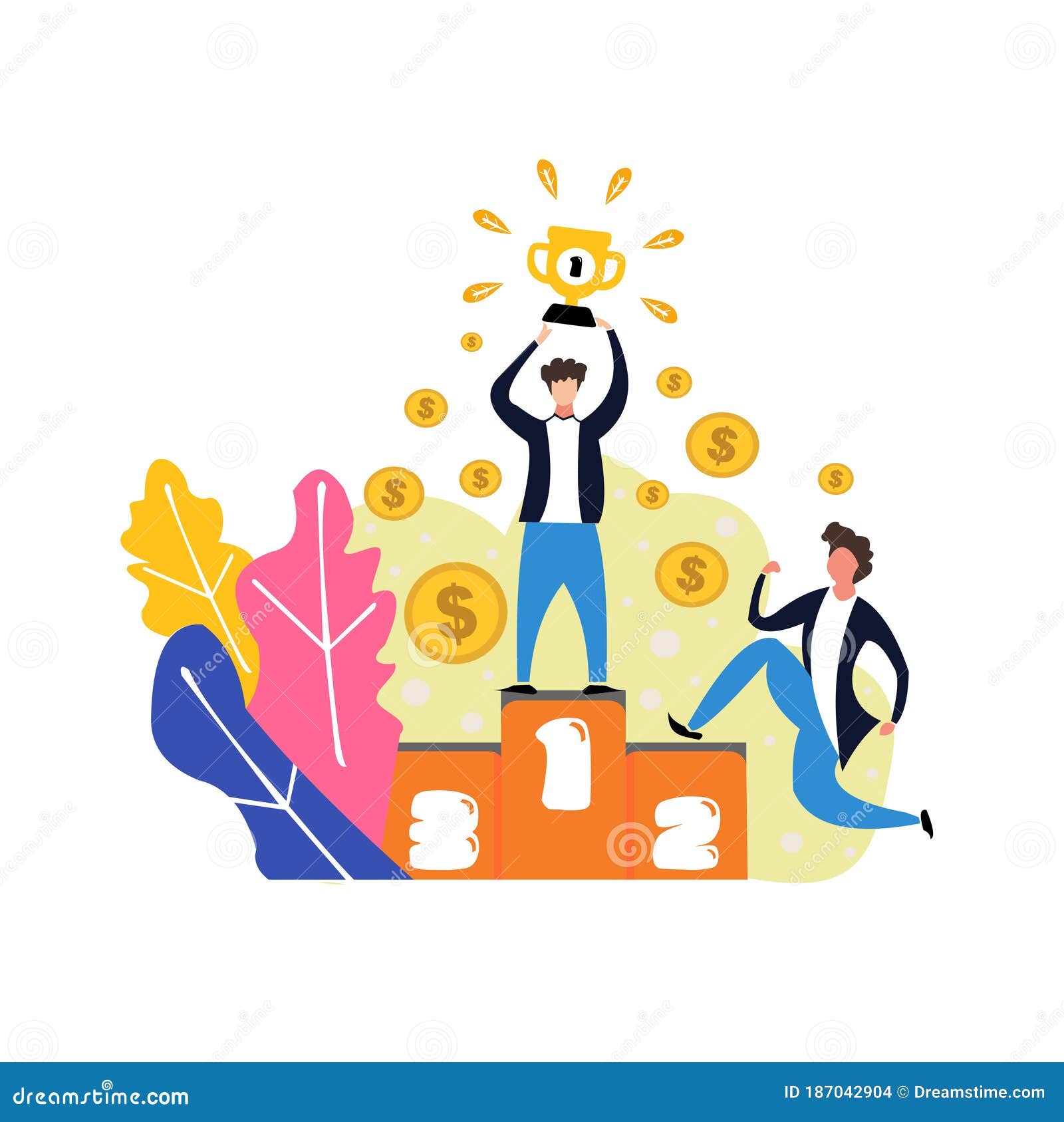 Illustrations Design Concept Business Success Via Growth Graph Chart ...