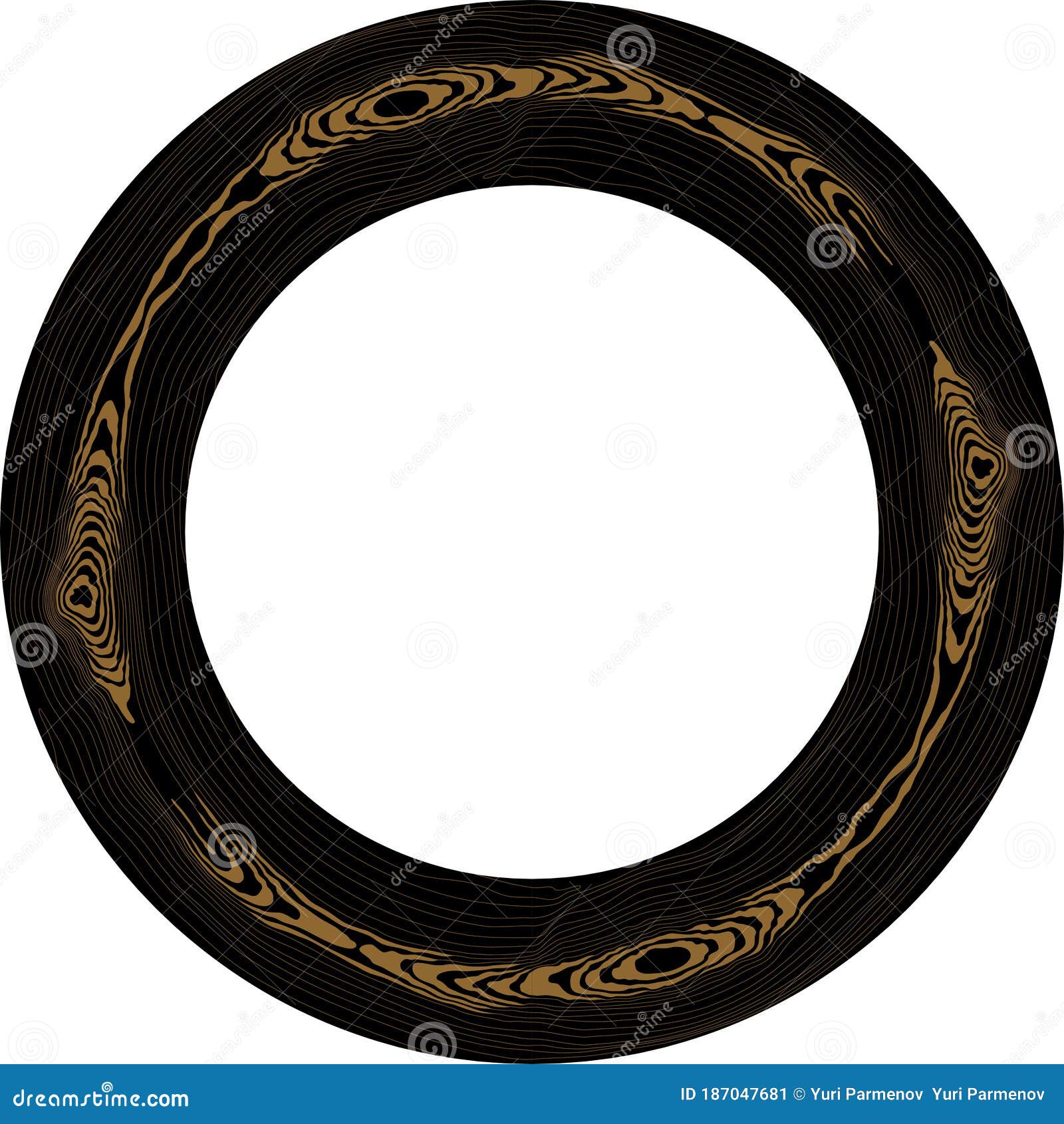 Vector Round White Wood Frame. CD Cover Print. Tree Circular Grain ...