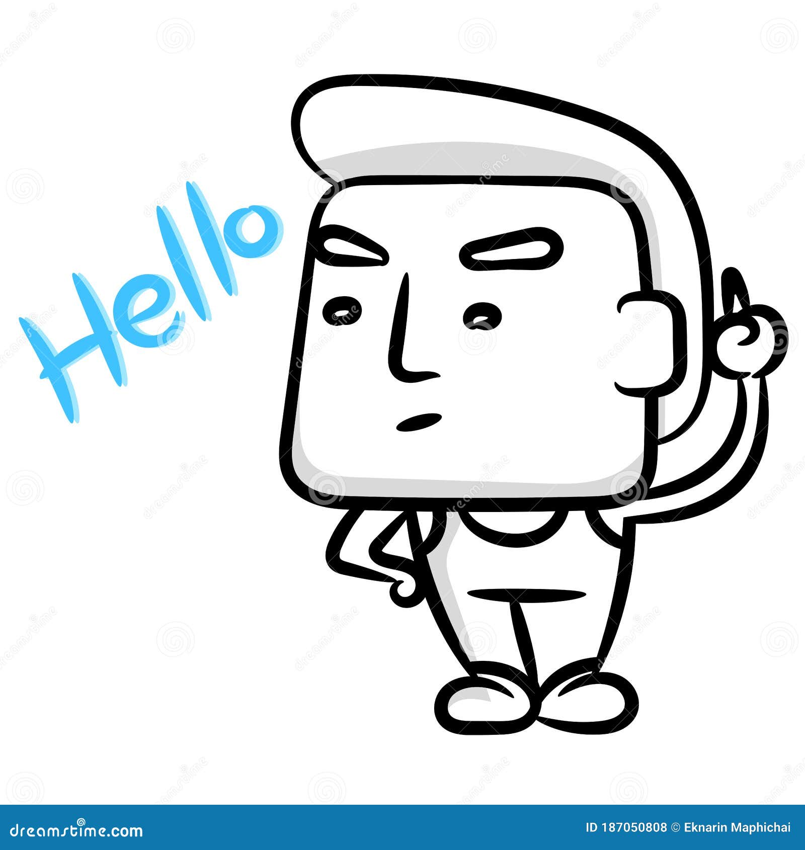 White Man Cartoon Say Hello Concept on a White Stock Vector ...