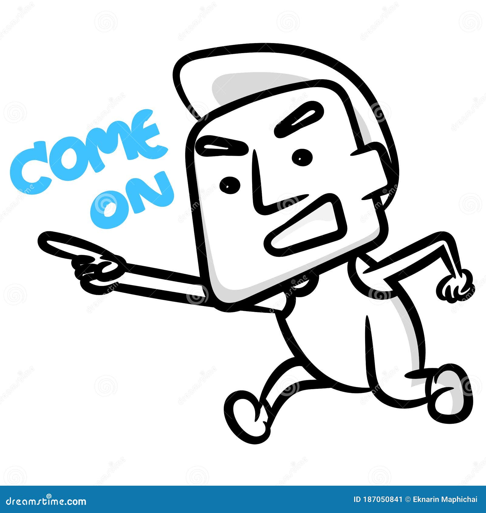 Come on White Man Cartoon Concept Stock Vector - Illustration of white ...