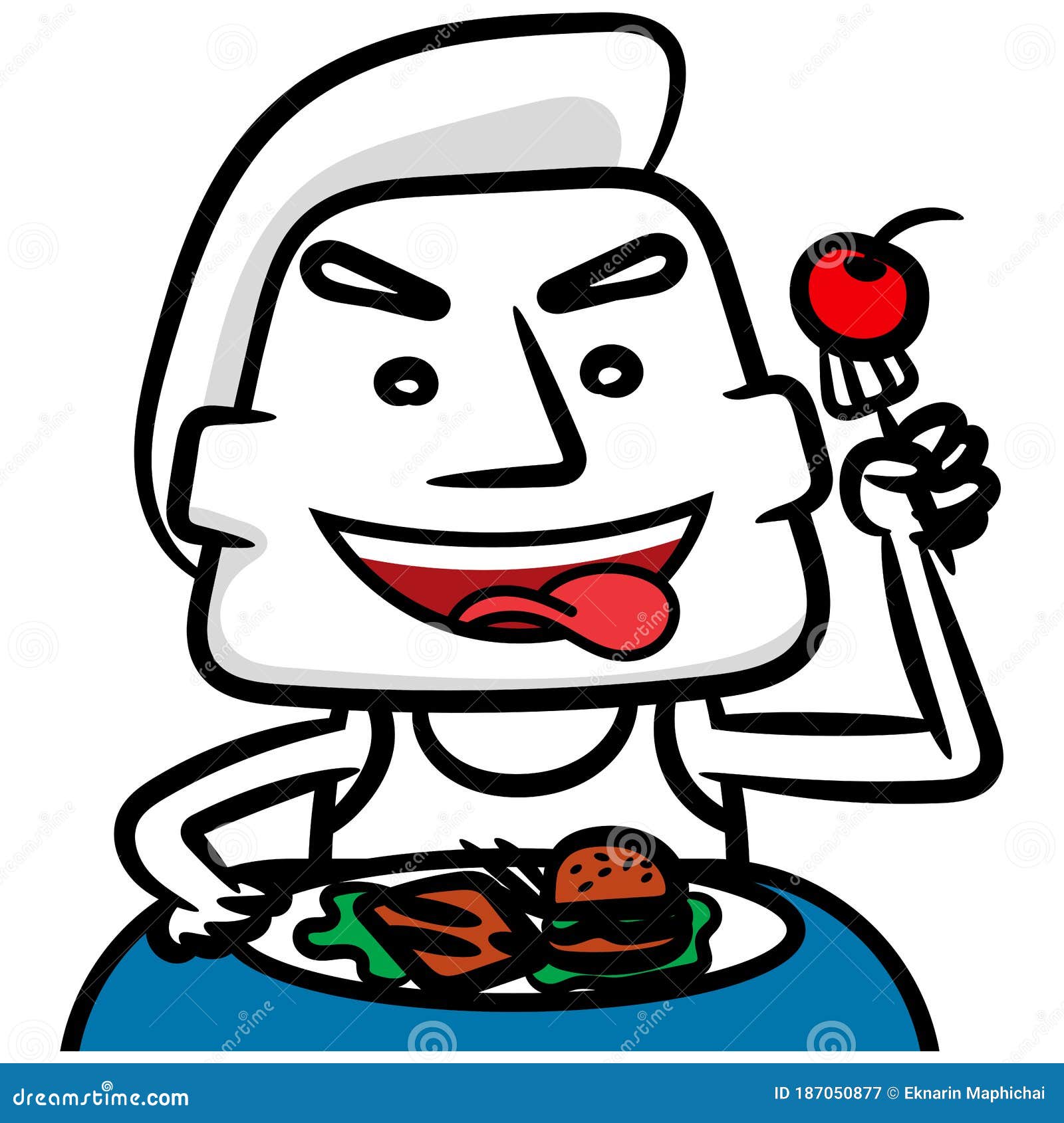 White Man Cartoon Eating Food Scene Stock Vector - Illustration of ...