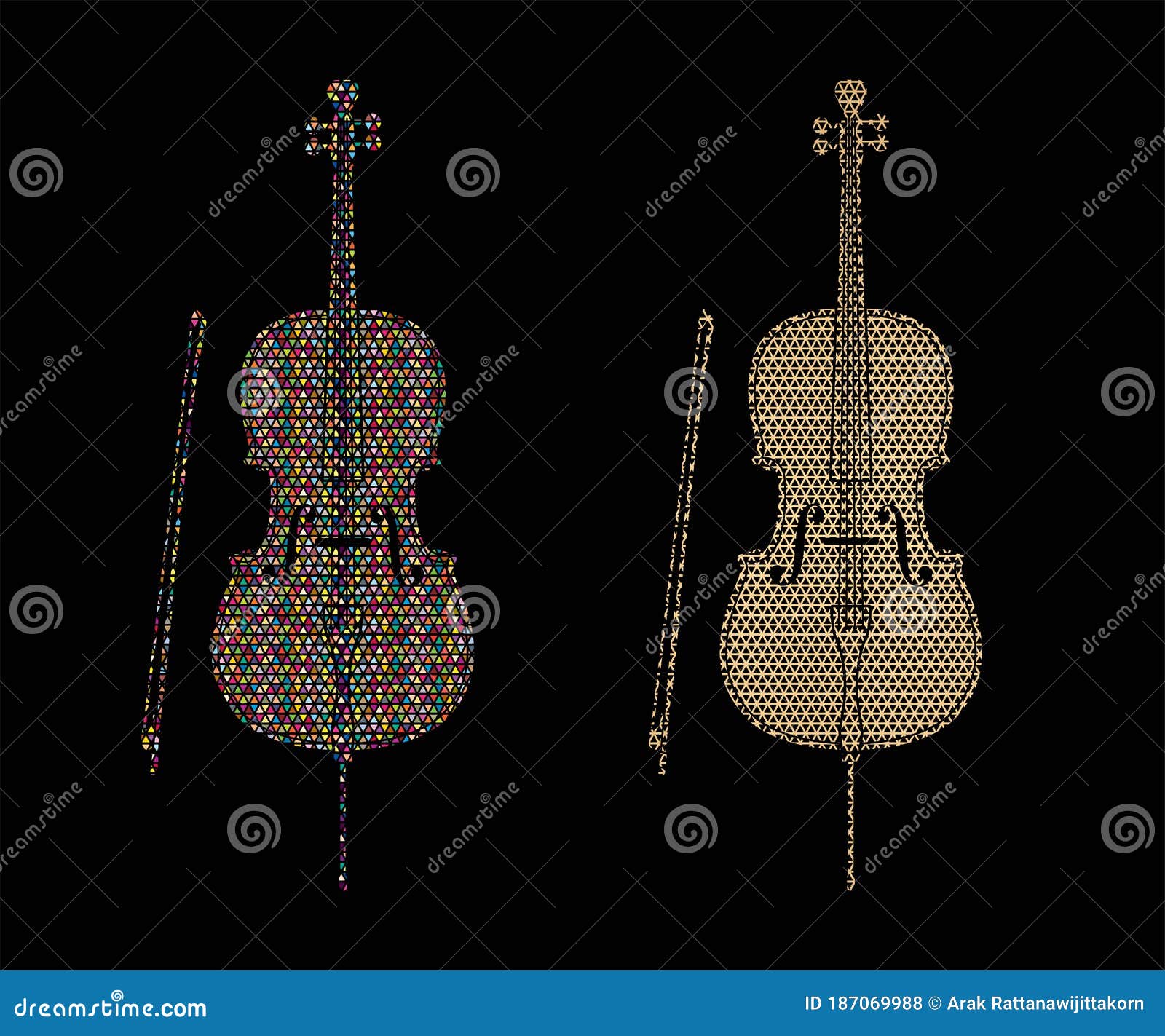 Cello With Geometric Shapes Vector Illustration | CartoonDealer.com ...