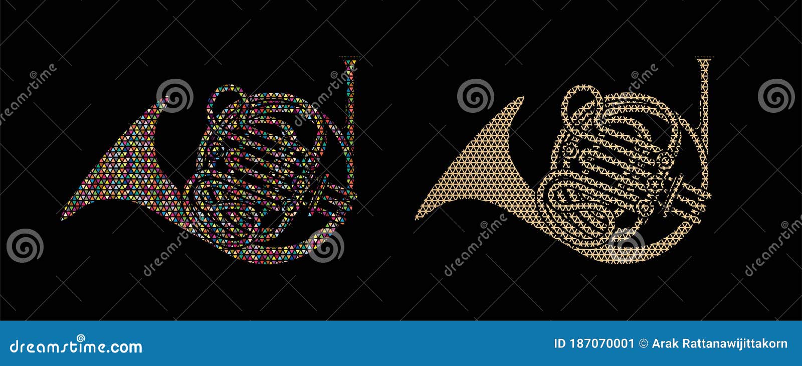 French Horn Instrument Cartoon Music Graphic Vector Stock Vector ...