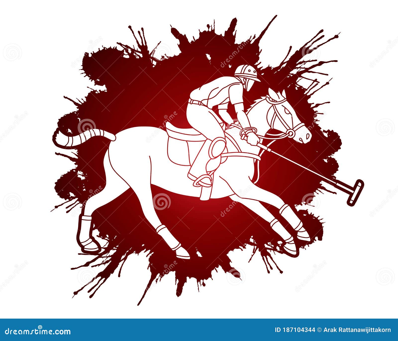 Horses Polo Player Sport Cartoon Graphic Vector Stock Vector ...