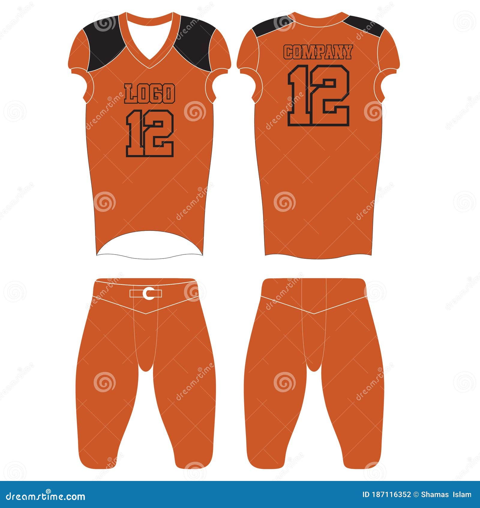 American Football Uniforms Custom Design Illustration Stock Vector ...