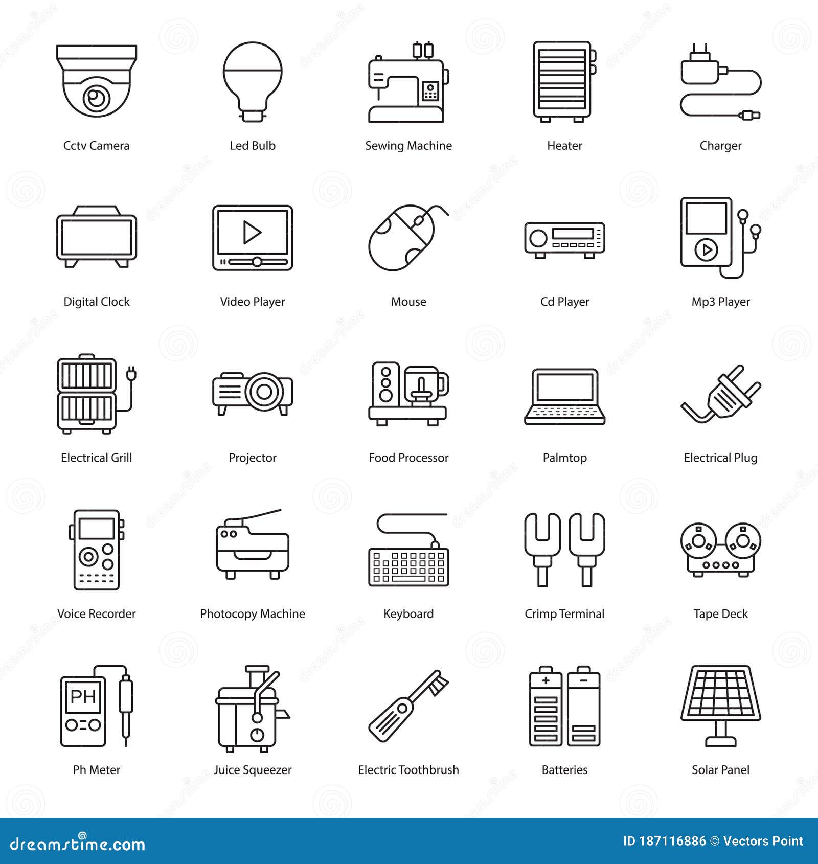 Household and Electronic Appliances Line Vectors Set Stock Vector ...