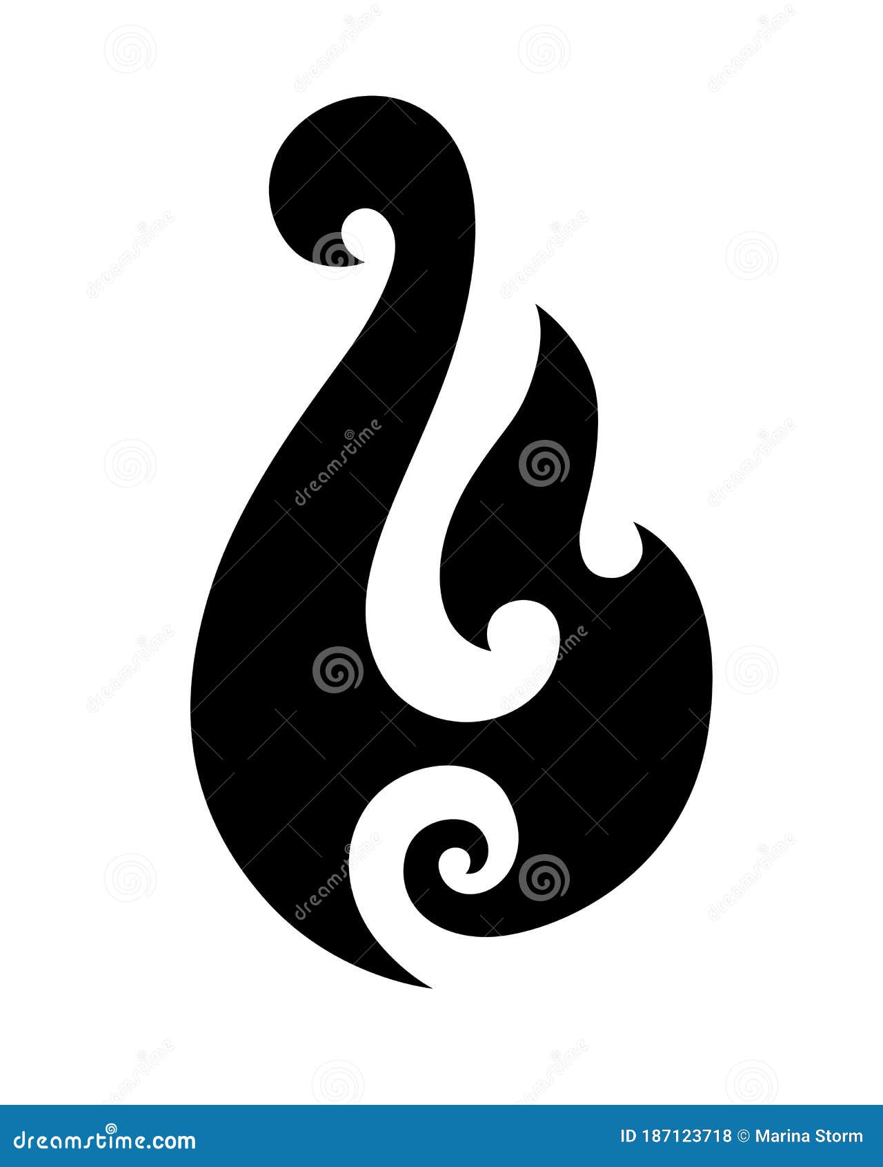 Maori Tattoo Style Fish Hook. Bone Matau. Hei Matau Stock Vector ...