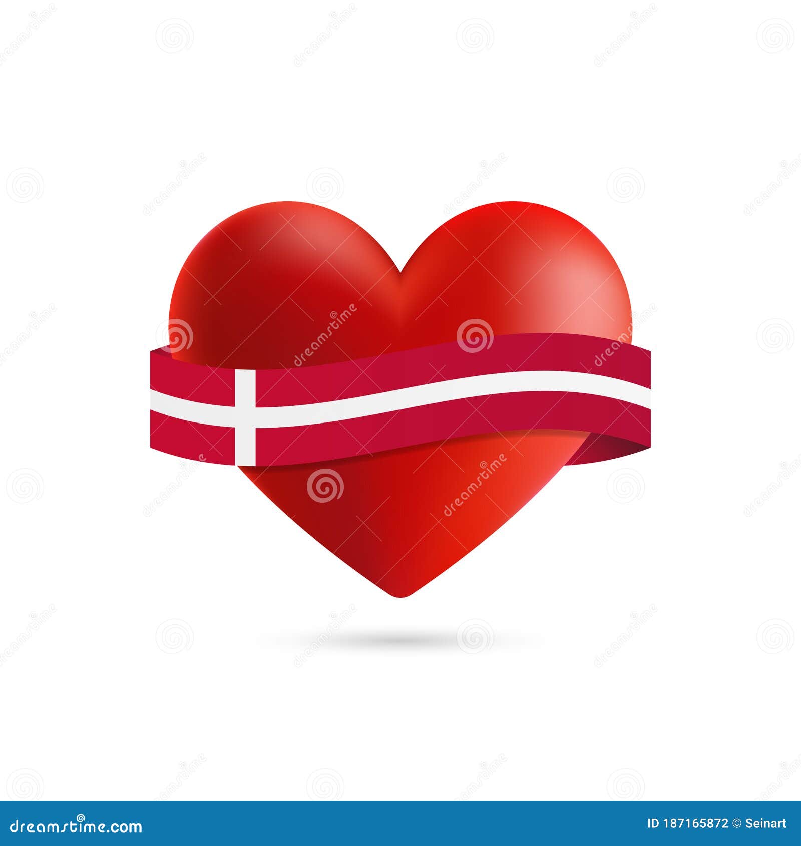 Heart with Waving Denmark Flag. Vector Illustration. Stock Vector ...