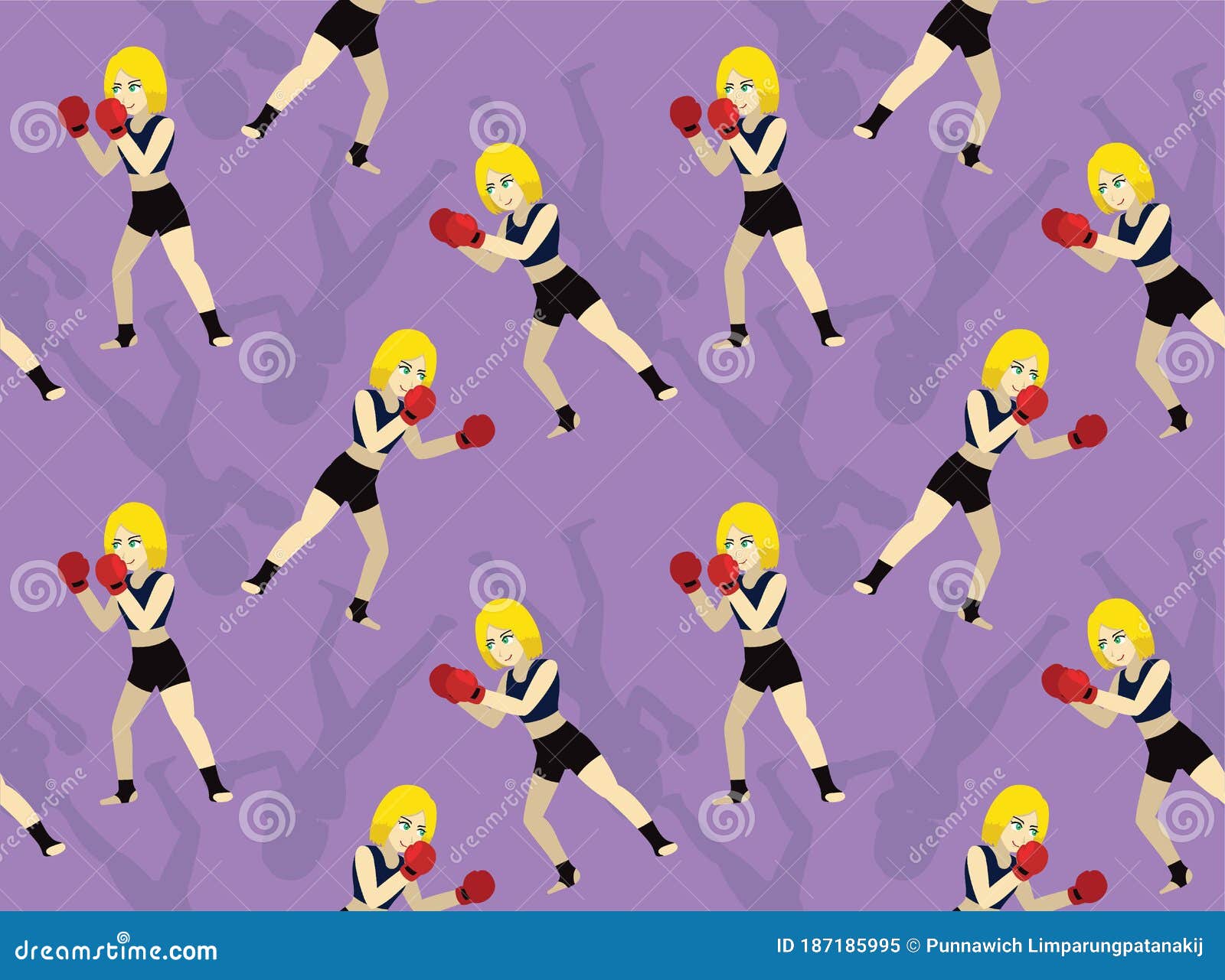 Jab Boxing Manga Cartoon Vector Seamless Background Wallpaper-01 Stock ...