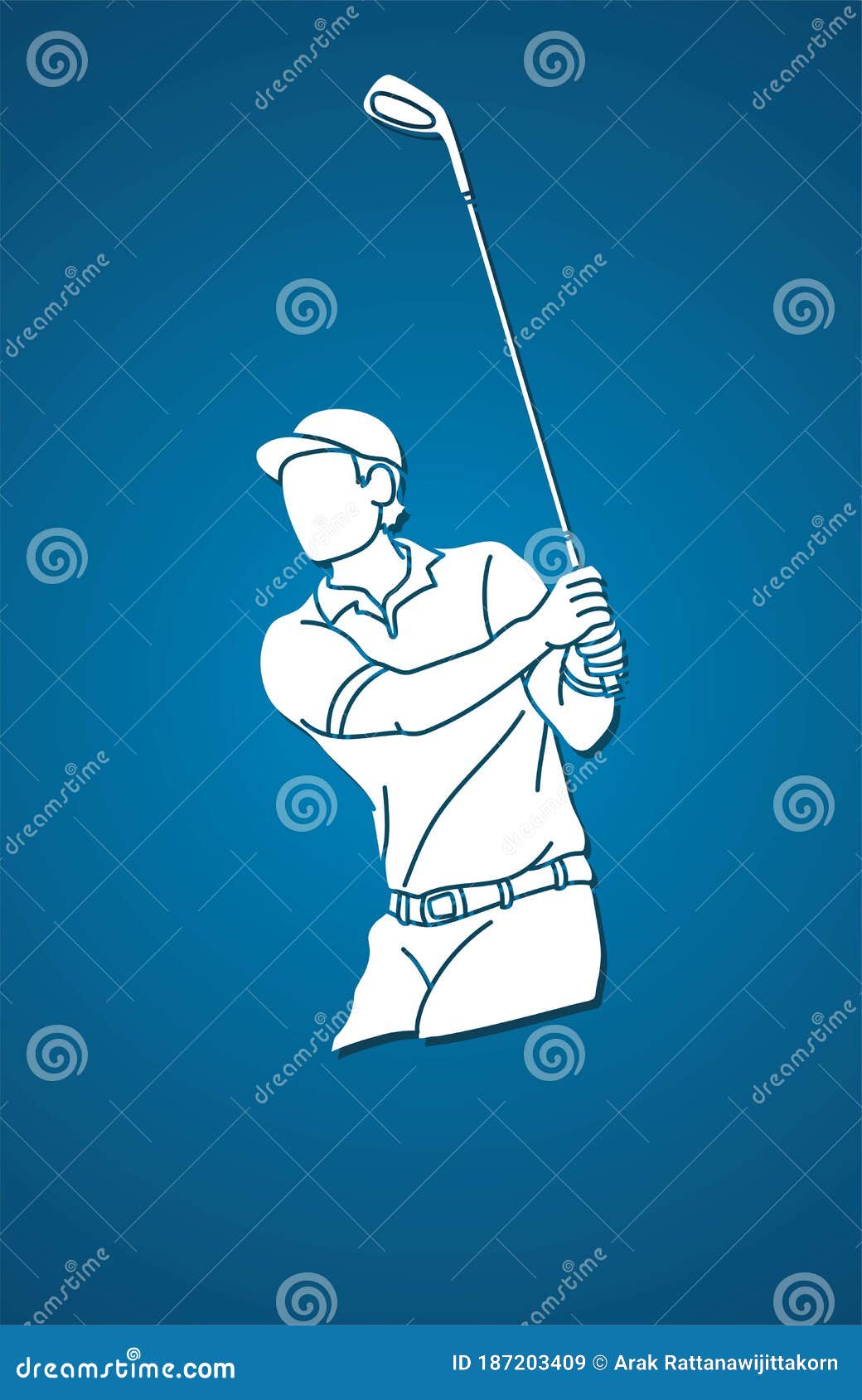 Man Swinging Golf , Golf Players Action Cartoon Graphic Vector Stock ...
