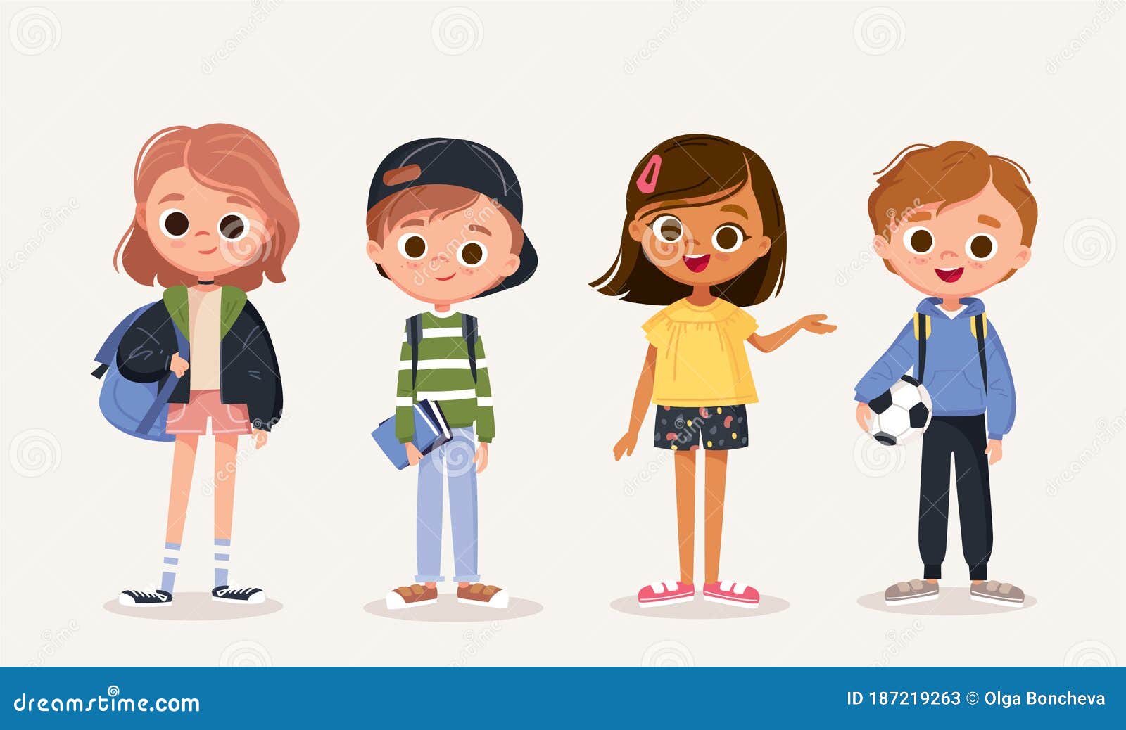 Set of School Children Vector Characters. Stock Vector - Illustration ...