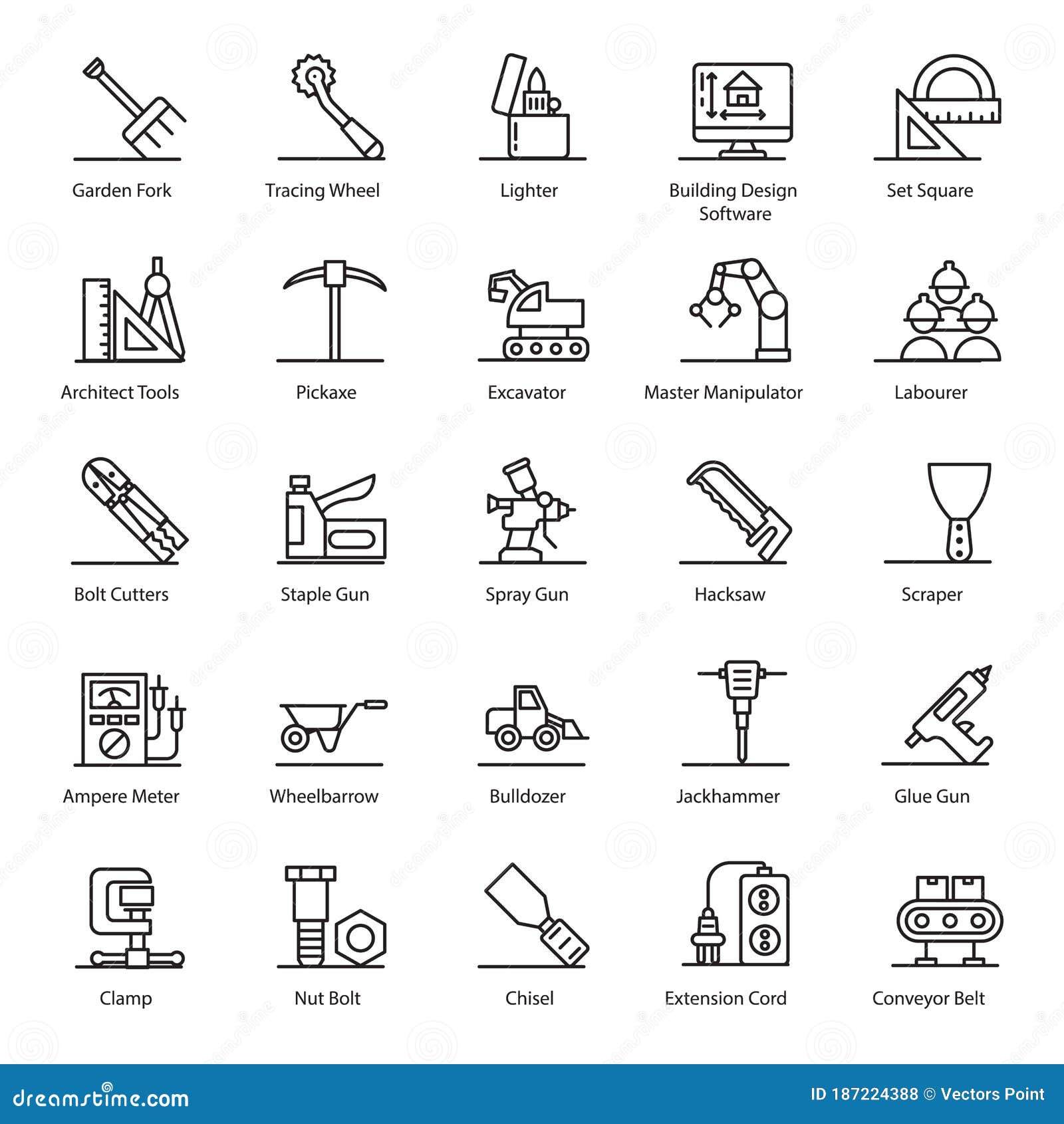 Compact of Construction Instruments Line Vectors Stock Vector ...