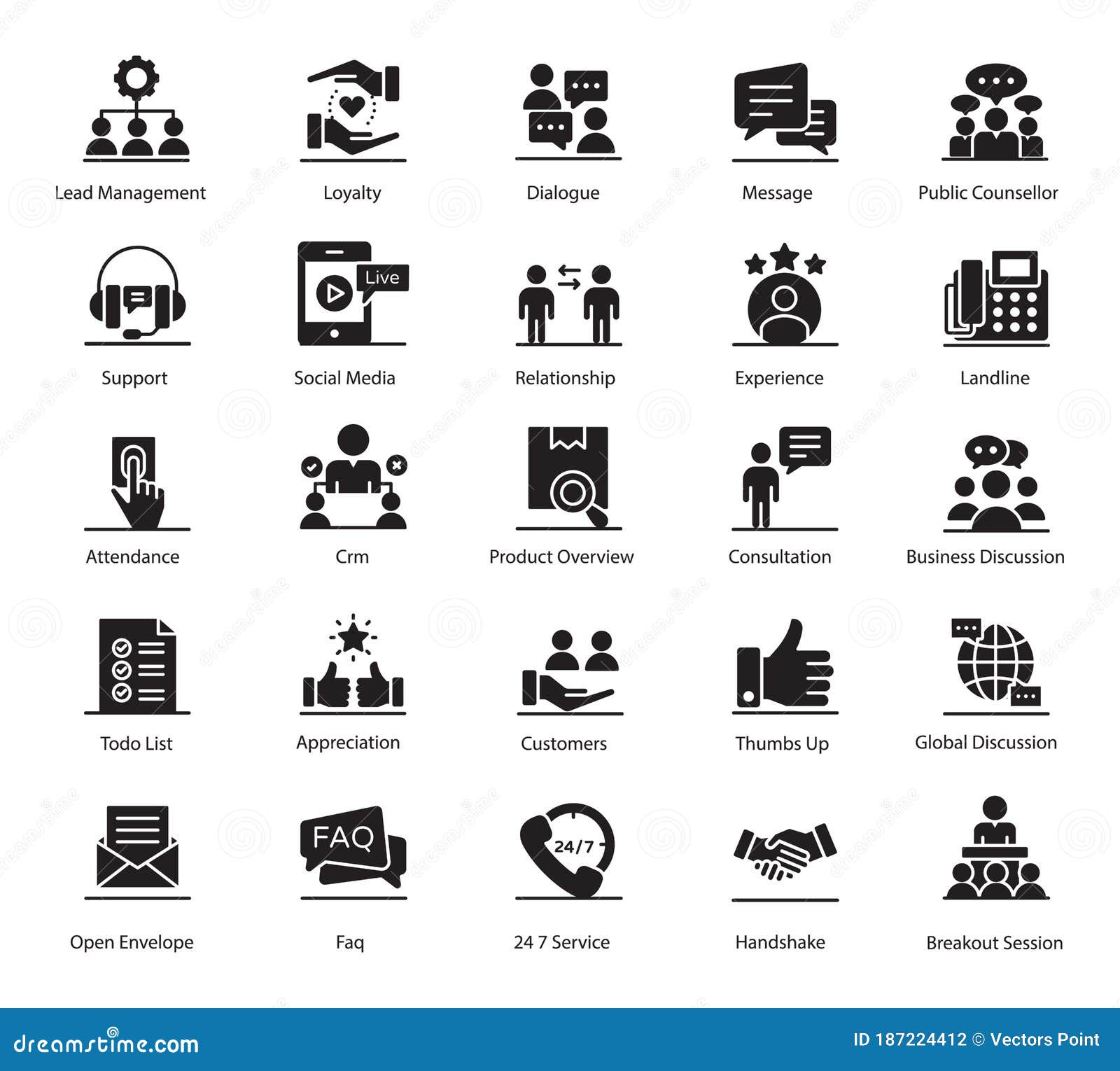 Customer Relationship Glyph Vectors Pack Stock Vector - Illustration of ...