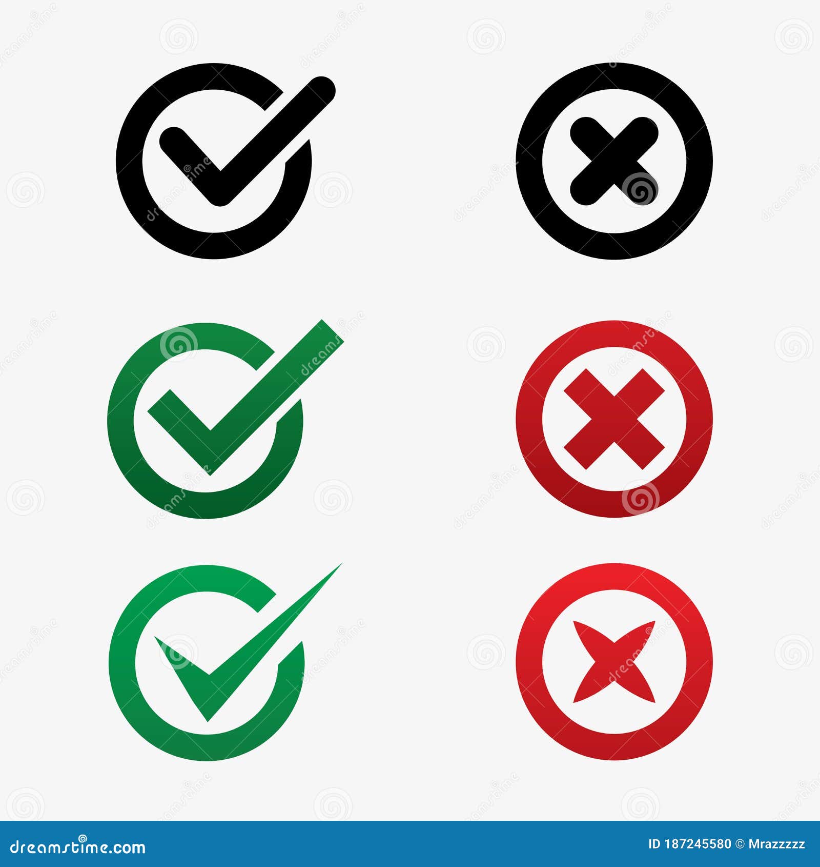 Button Icons for: Accepted/Rejected, Approved/Disapproved Stock Vector ...