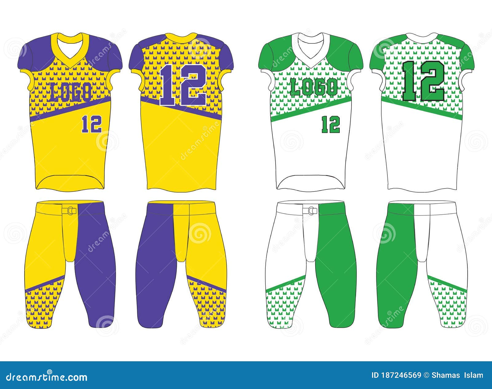 Custom Design American Football Uniforms Illustration Yellow and Green ...