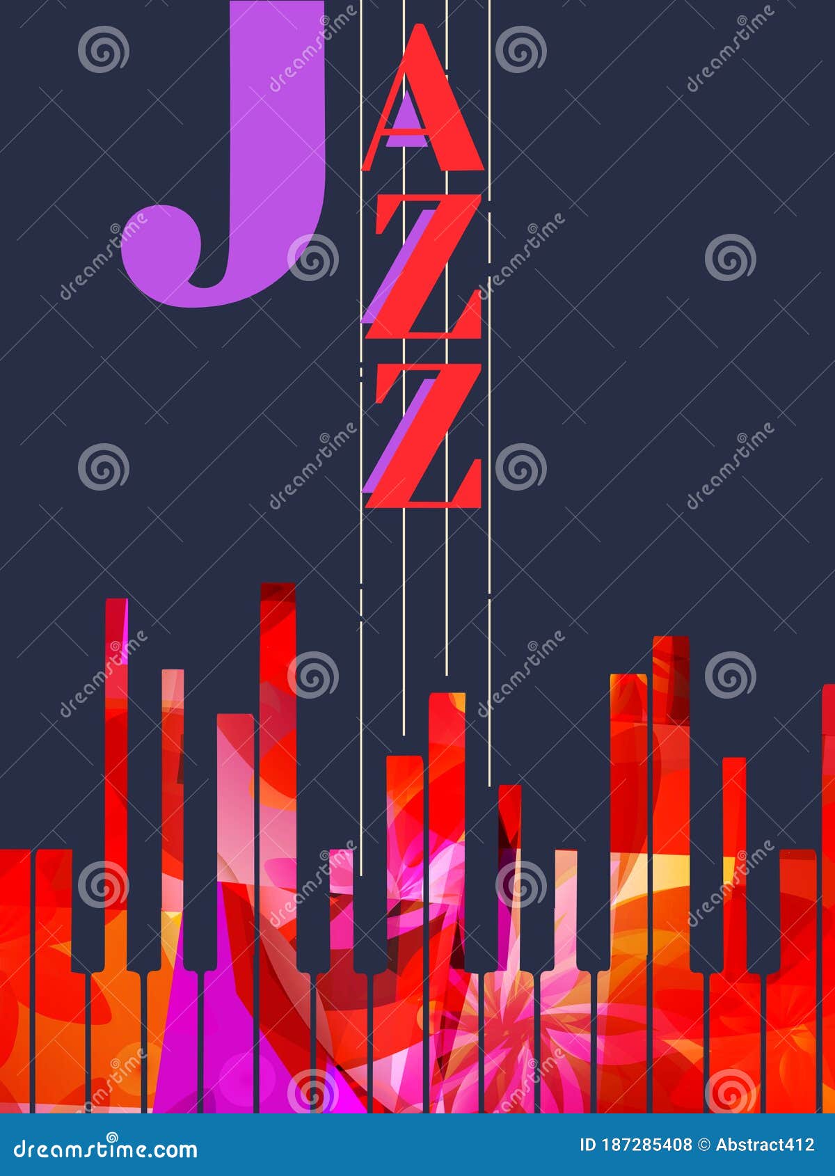 Jazz Music Promotional Poster with Piano Keyboard Vector Illustration ...