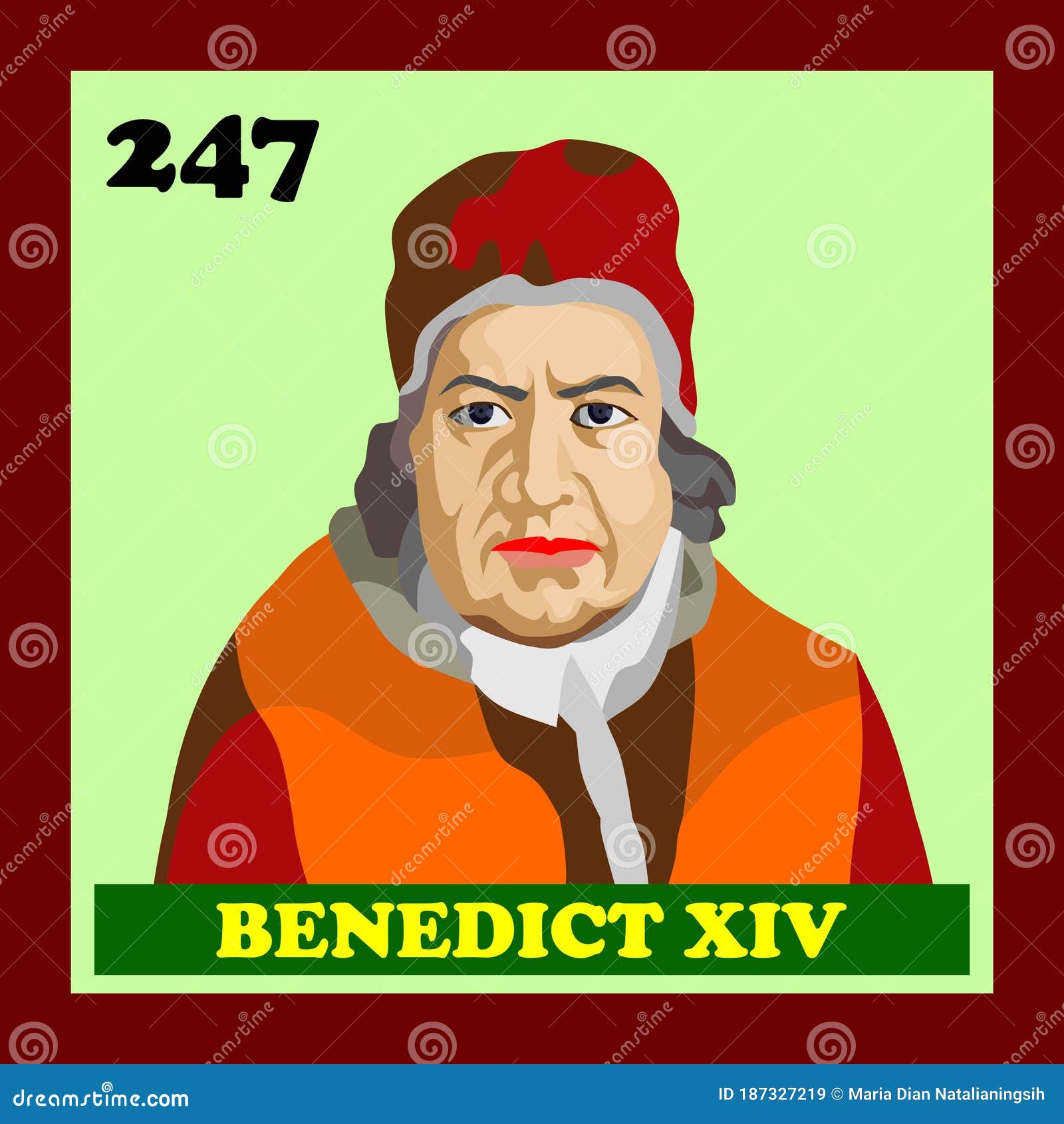 247th Rome Pope Benedict XIV Cartoon Vector | CartoonDealer.com #187327219
