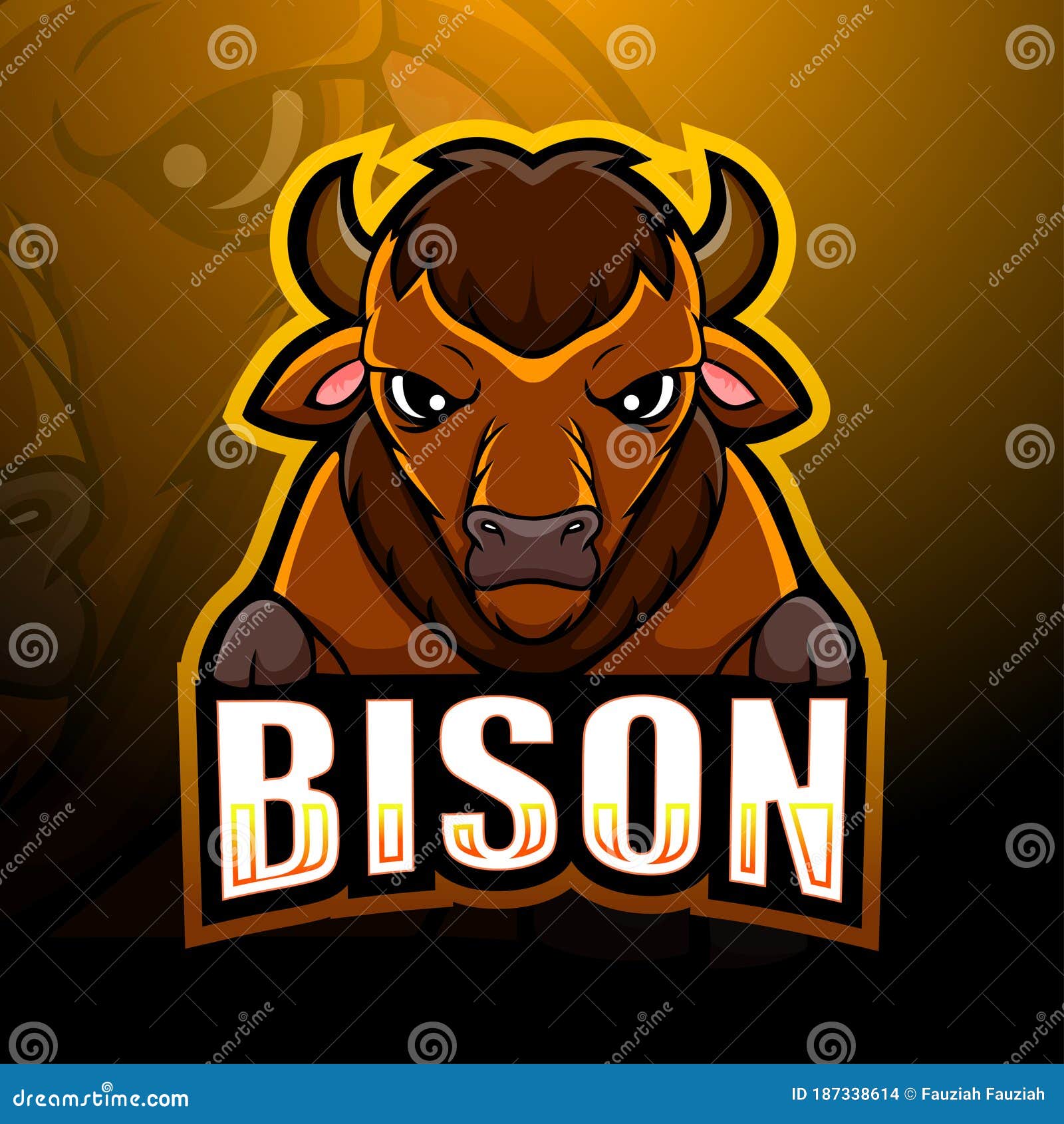 Bison Mascot Esport Logo Design Stock Vector - Illustration of design ...