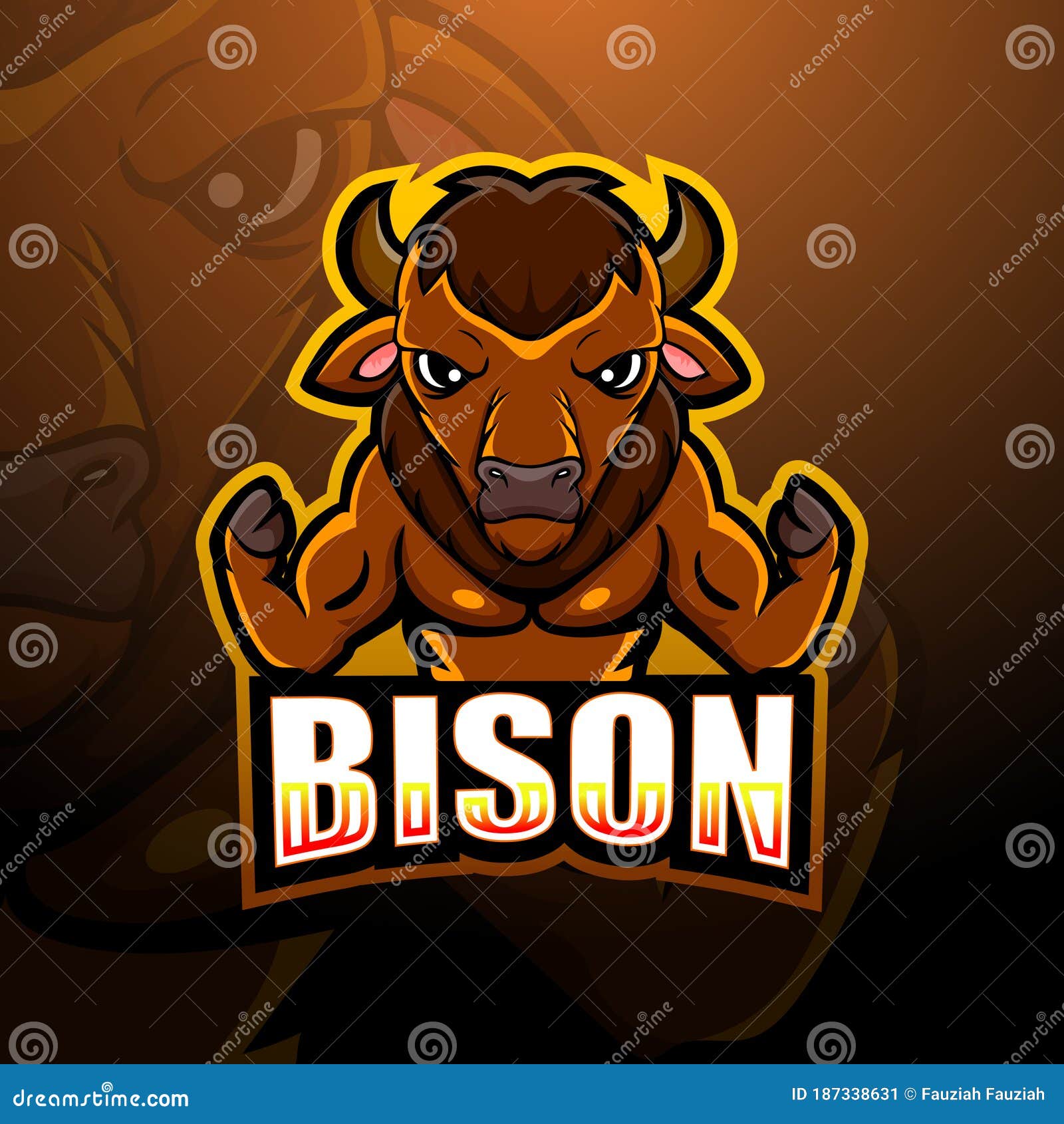 Strong Bison Mascot Esport Logo Design Stock Vector - Illustration of ...