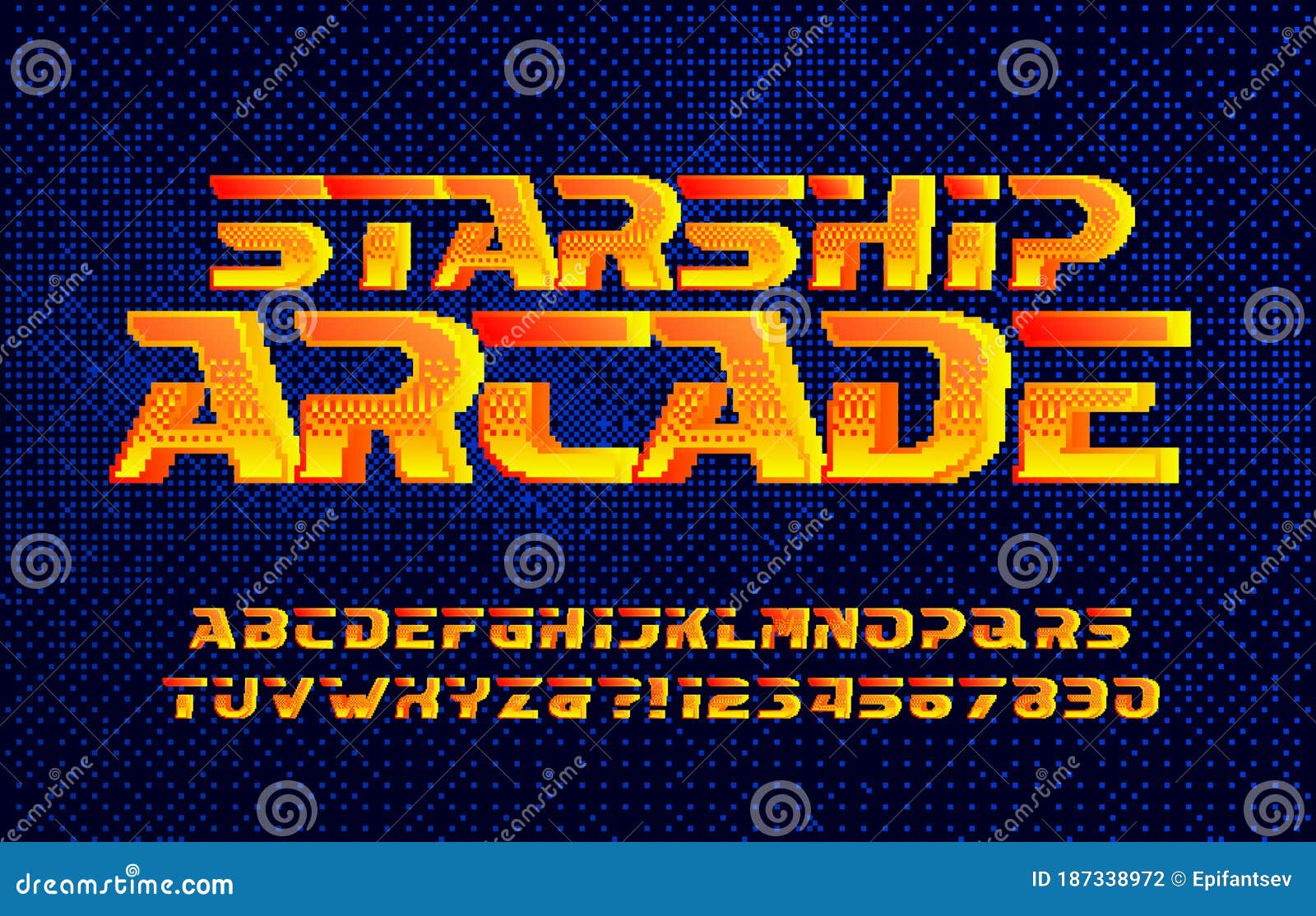 Starship Alphabet Font. Pixel Letters, Numbers And Symbols. Space Pixel ...