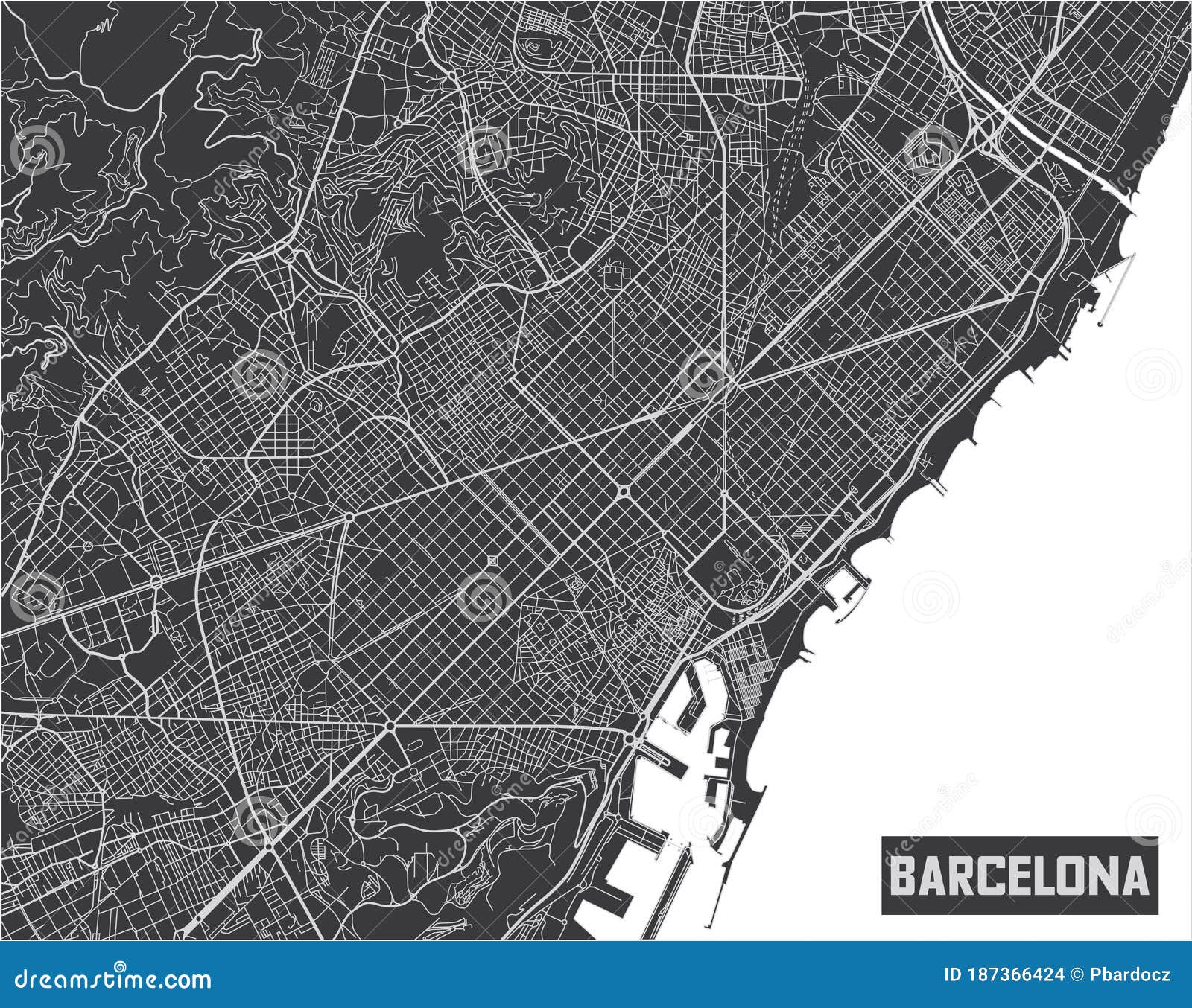 Minimalistic Barcelona City Map Poster Design. Stock Vector ...