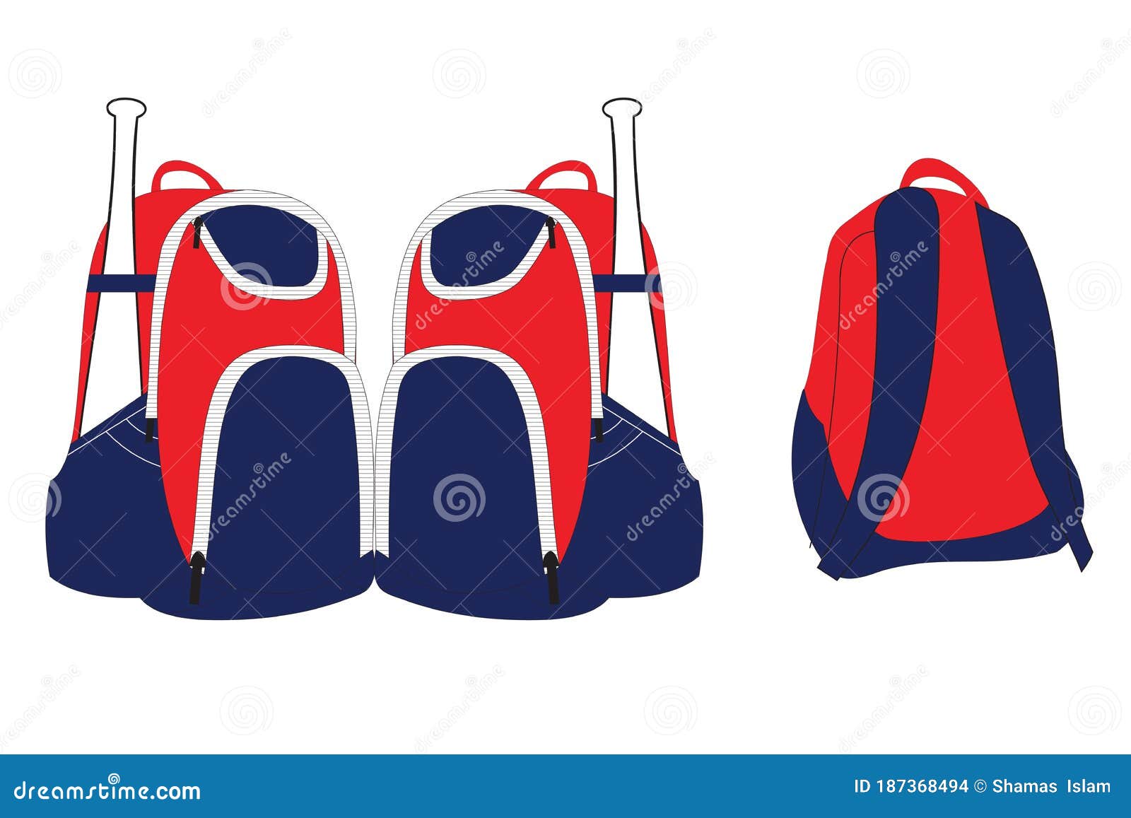 Custom Design Sports Backpacks Bags Mock Ups Templates Illustration ...