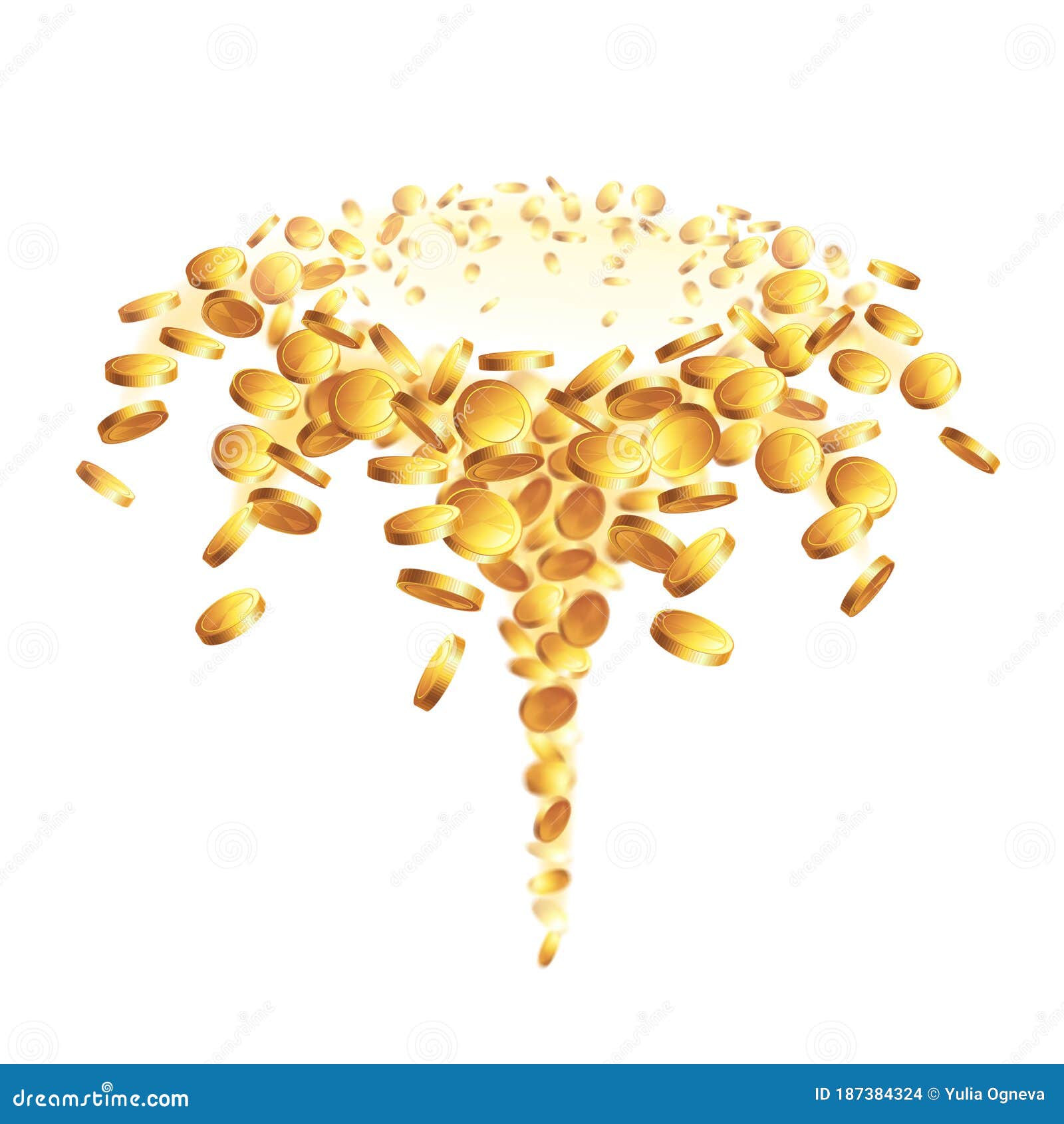 Fountain - Falling Gold Coins on a Transparent or White Background ...