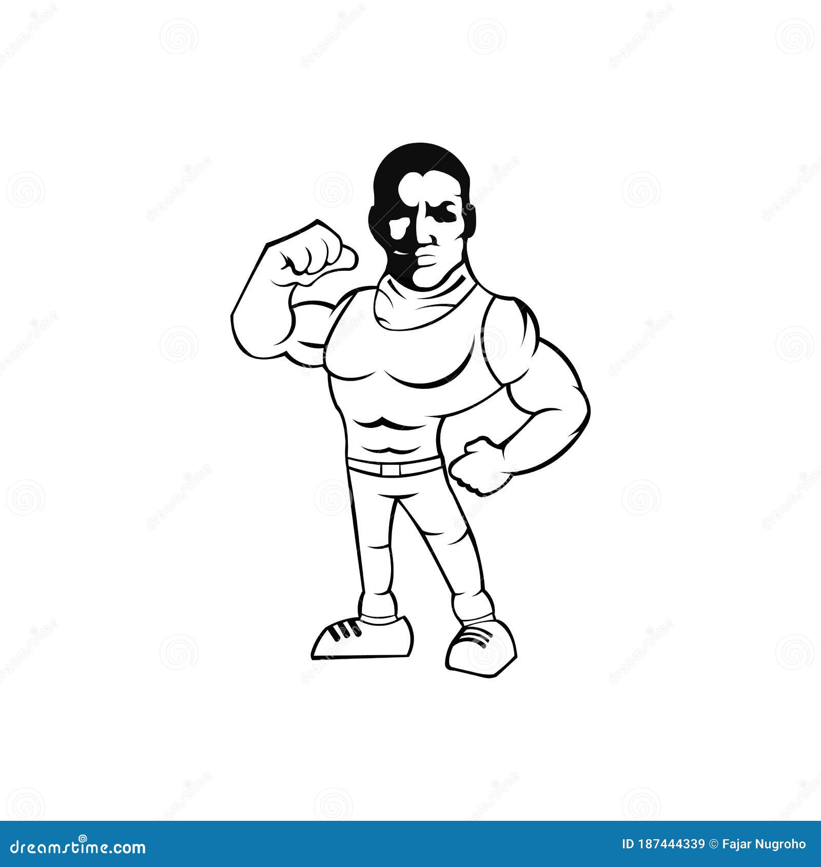 Fitness Gym or Bodybuilder Logo Template, with Muscle Man Character ...