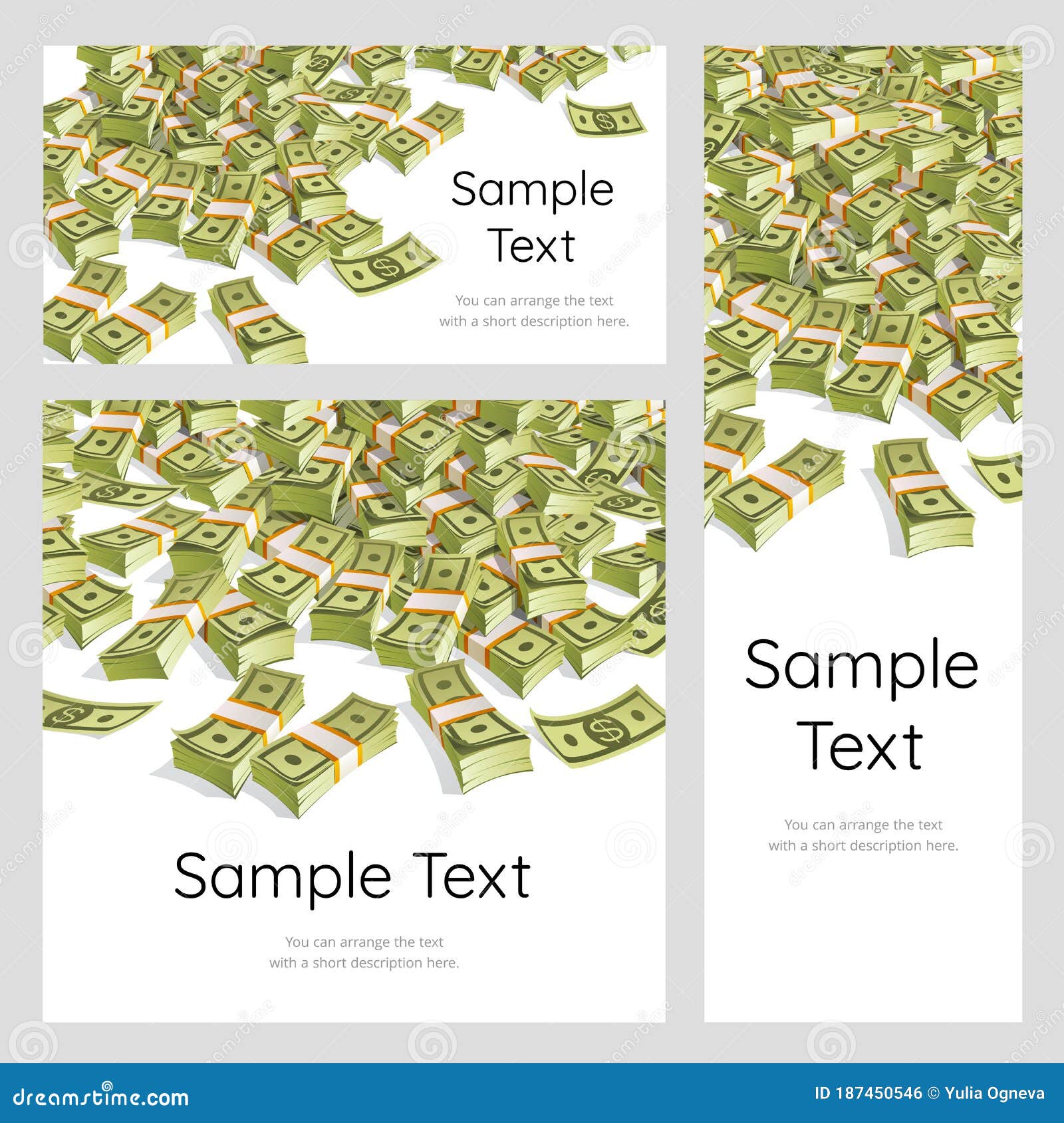 Banners with Money. Packing in Bundles of Bank Notes on White ...