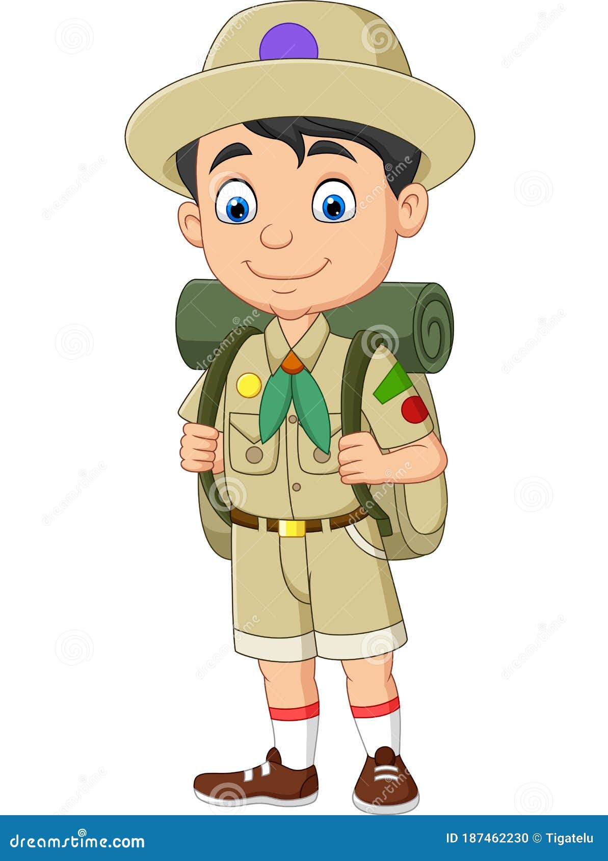 Cartoon Happy Little Boy Scout Stock Vector - Illustration of ...