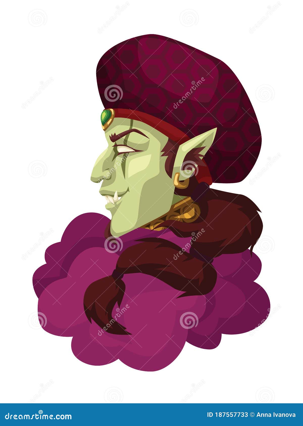 Oriental Jinn Head Portrait with Magic Cloud. Stock Illustration ...