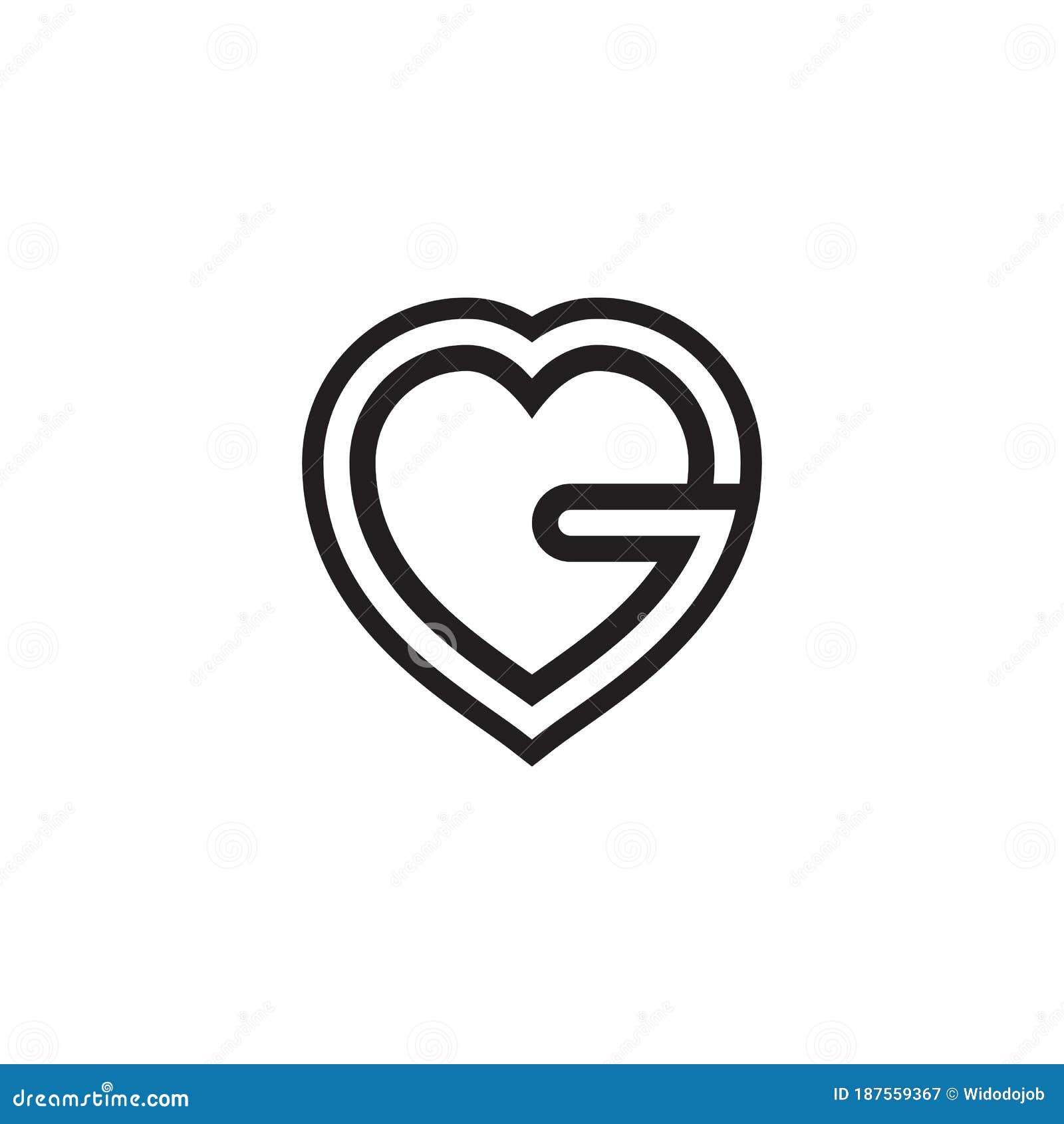 Heart Line Shape Letter G Icon Stock Vector - Illustration of modern ...