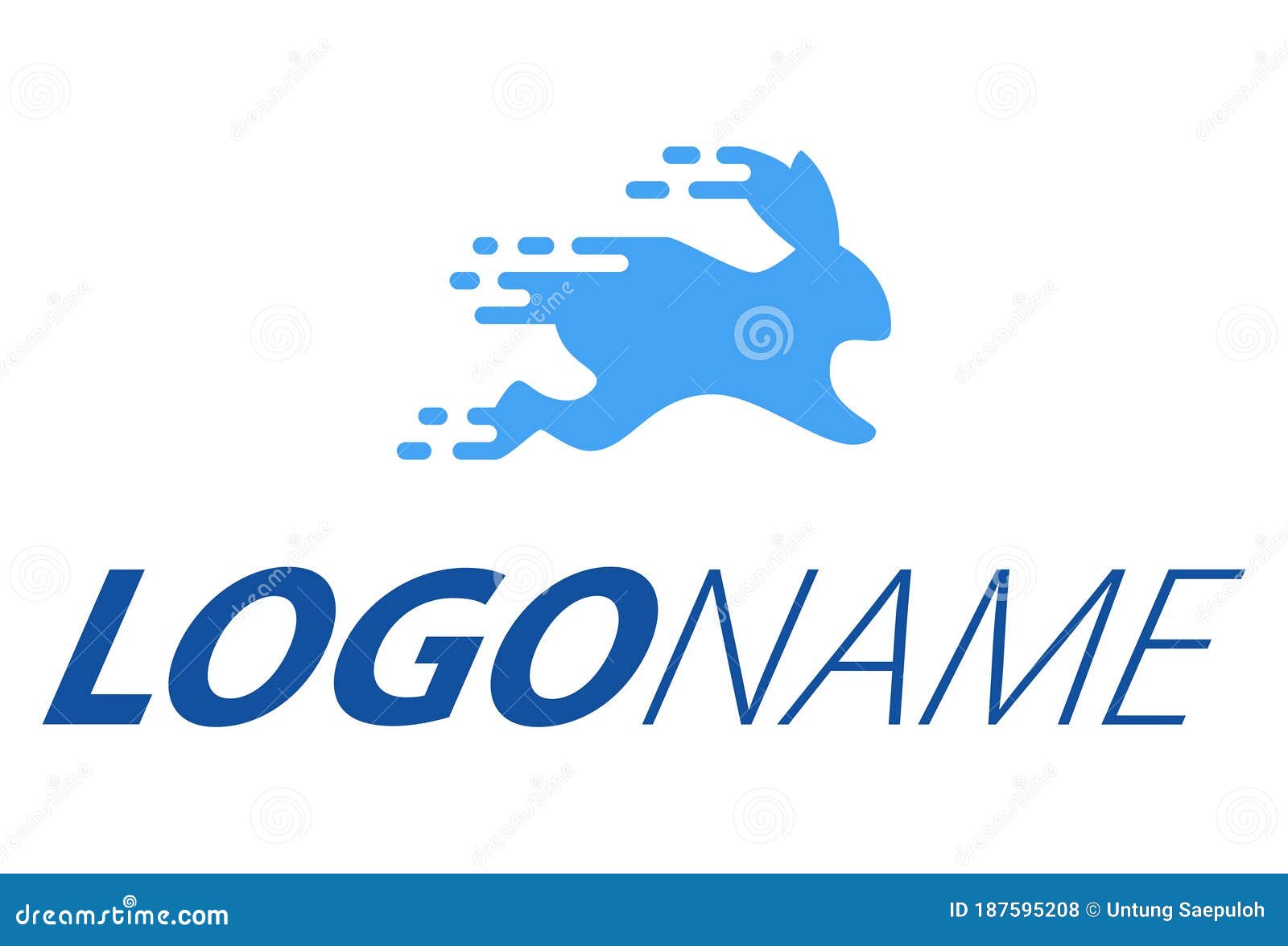 Blue Rabbit Bunny Logo Design Concept Stock Vector - Illustration of ...