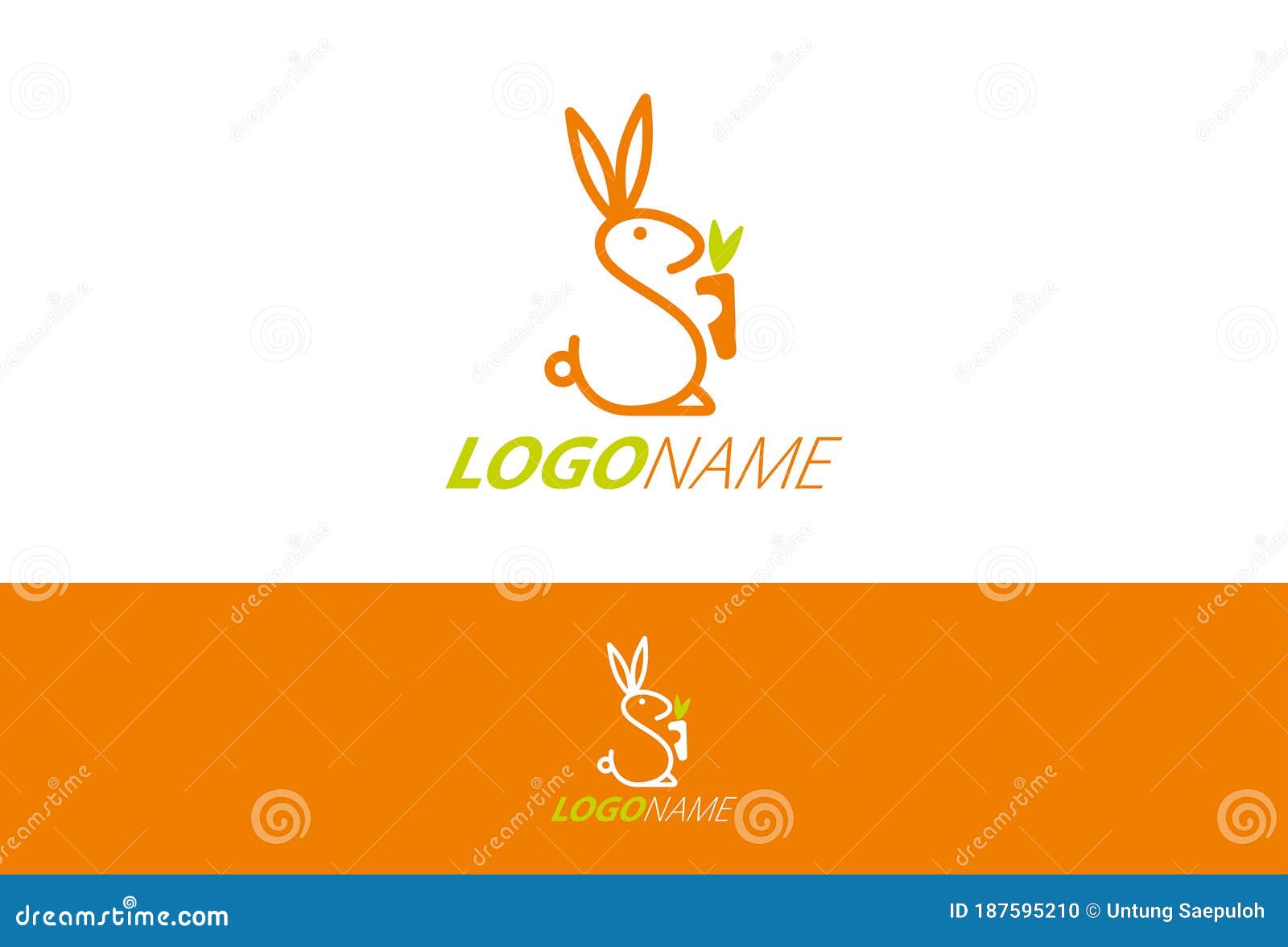 Cute Orange Rabbit Bunny Logo Design Concept Stock Vector ...