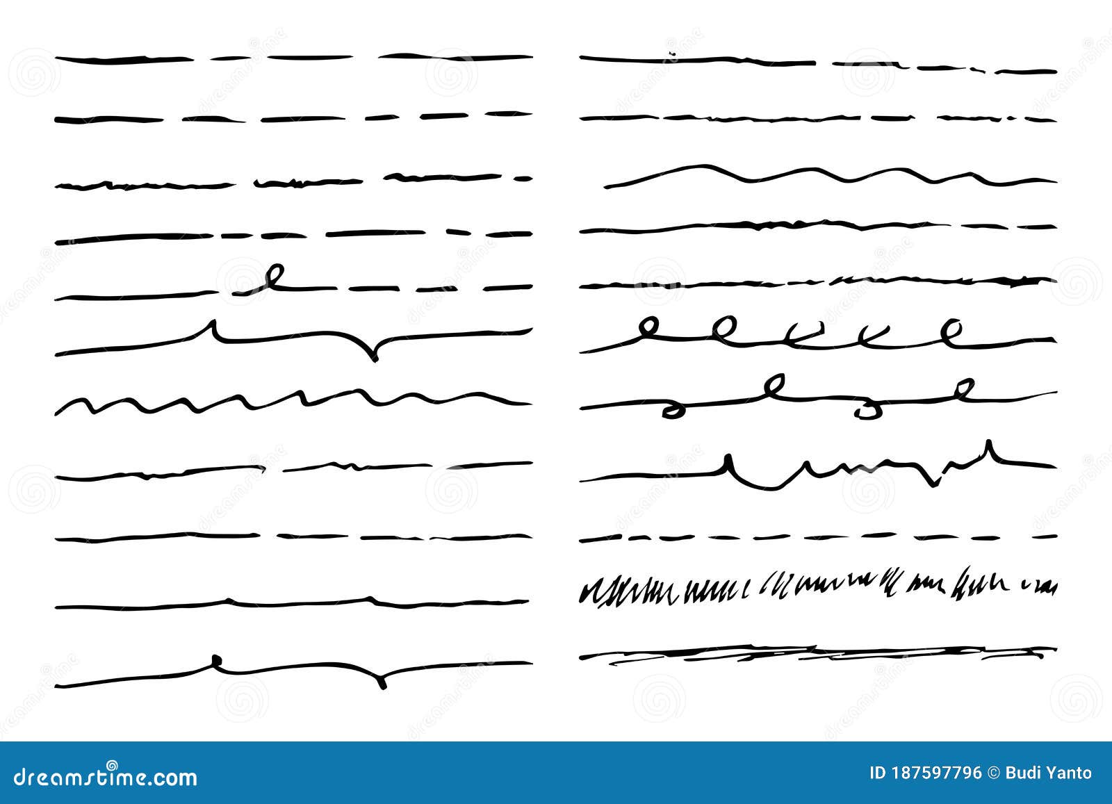Doodle Set of Hand Drawn Scribbles, Line Borders Stock Vector ...