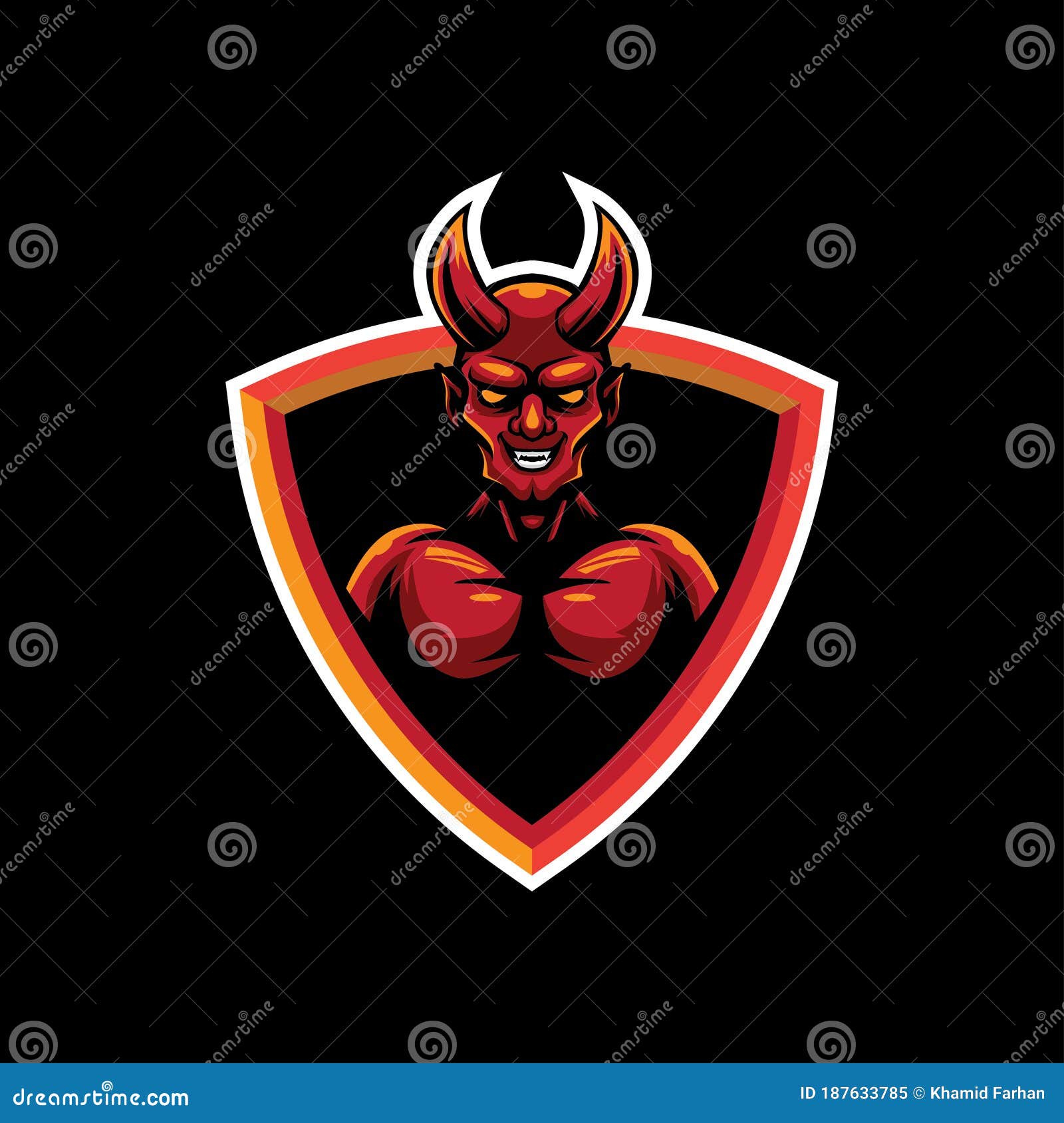 Demon Mascot Sport Logo Design Cartoon Vector | CartoonDealer.com ...