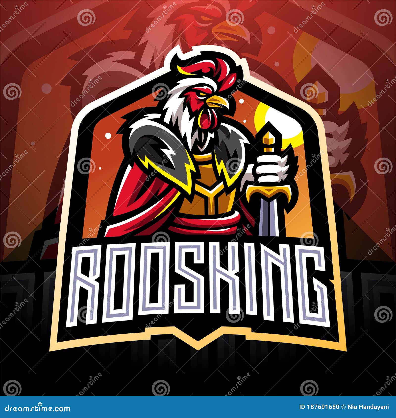 Rooster King Crown Chicken Head Abstract Logo Symbol Cartoon Vector ...