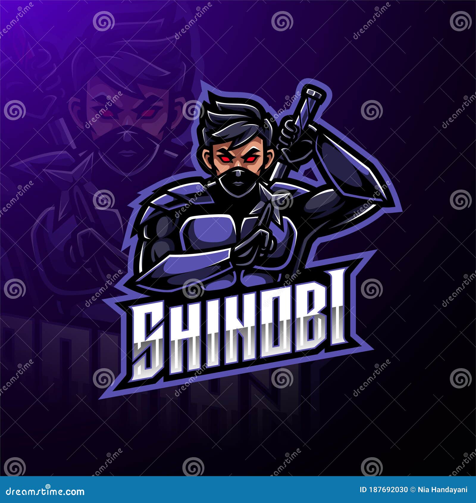 Shinobi Esport Mascot Logo Design Stock Vector - Illustration of knight ...