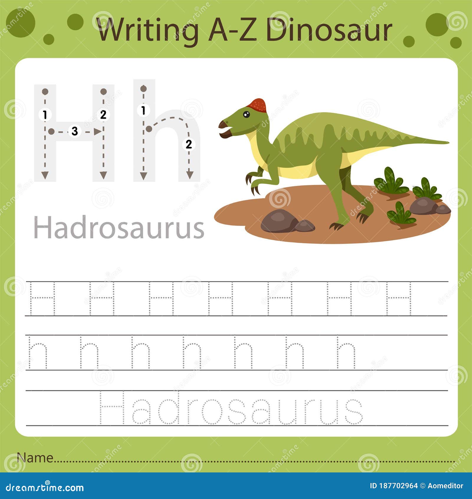 Illustrator of Writing a-z Dinosaur H Stock Vector - Illustration of ...