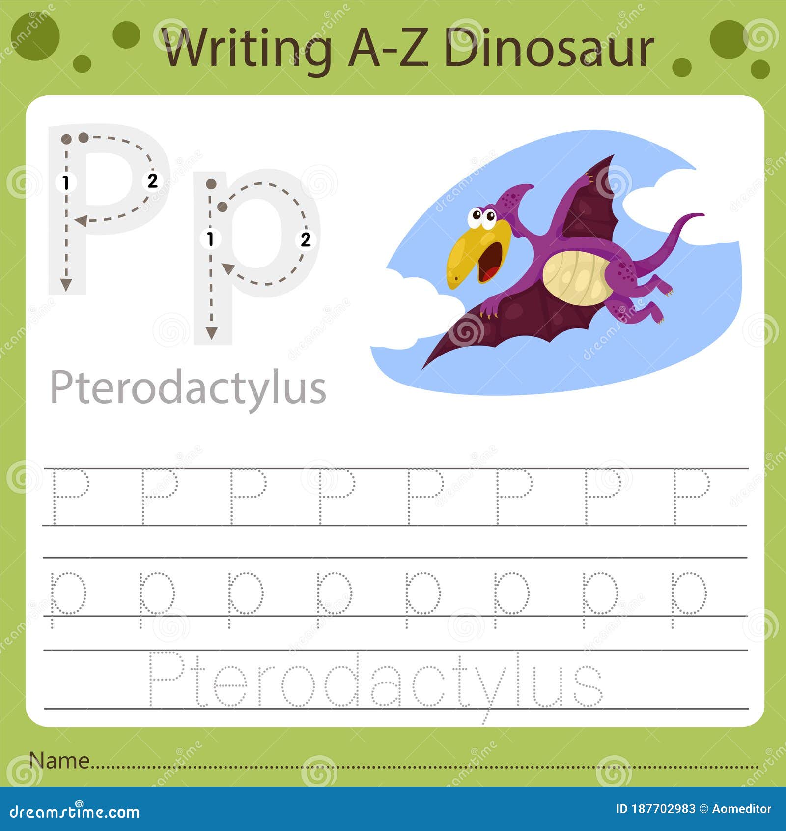 Illustrator of Writing a-z Dinosaur P Stock Vector - Illustration of ...