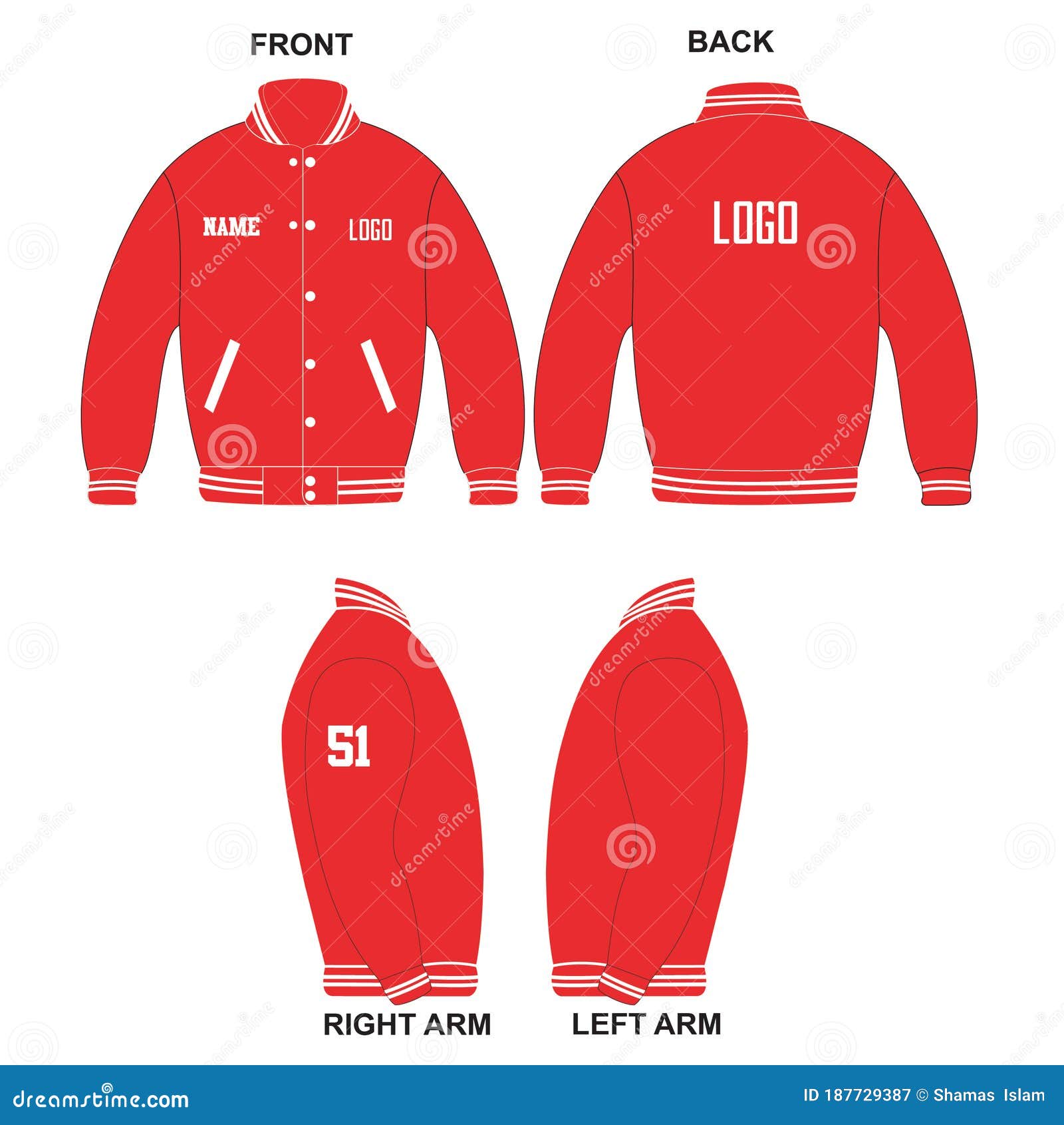 Custom Designs Jacket Templates Mock Ups Illustration Red Stock Vector ...