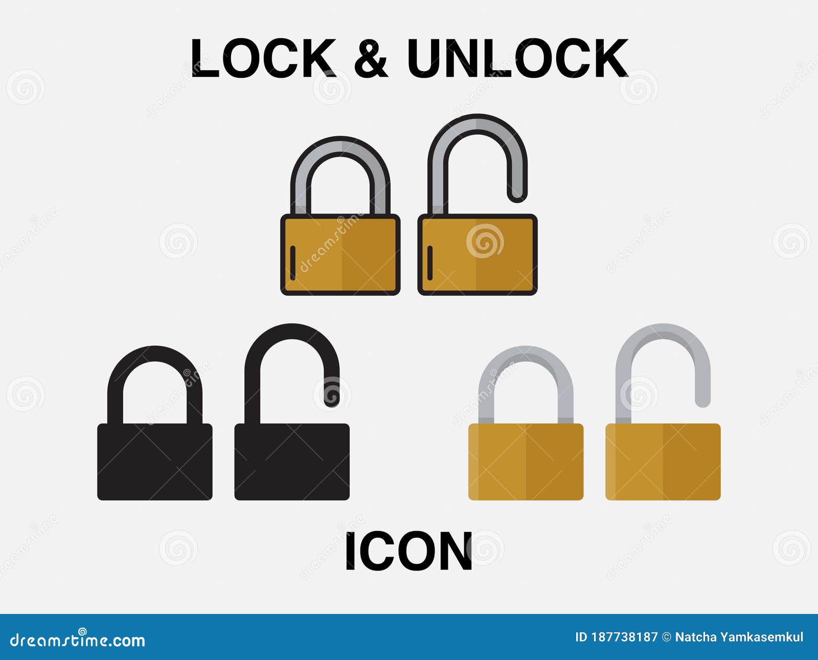 Lock Vector Icon Set. Open or Closed Illustration Sign Collection. Door ...