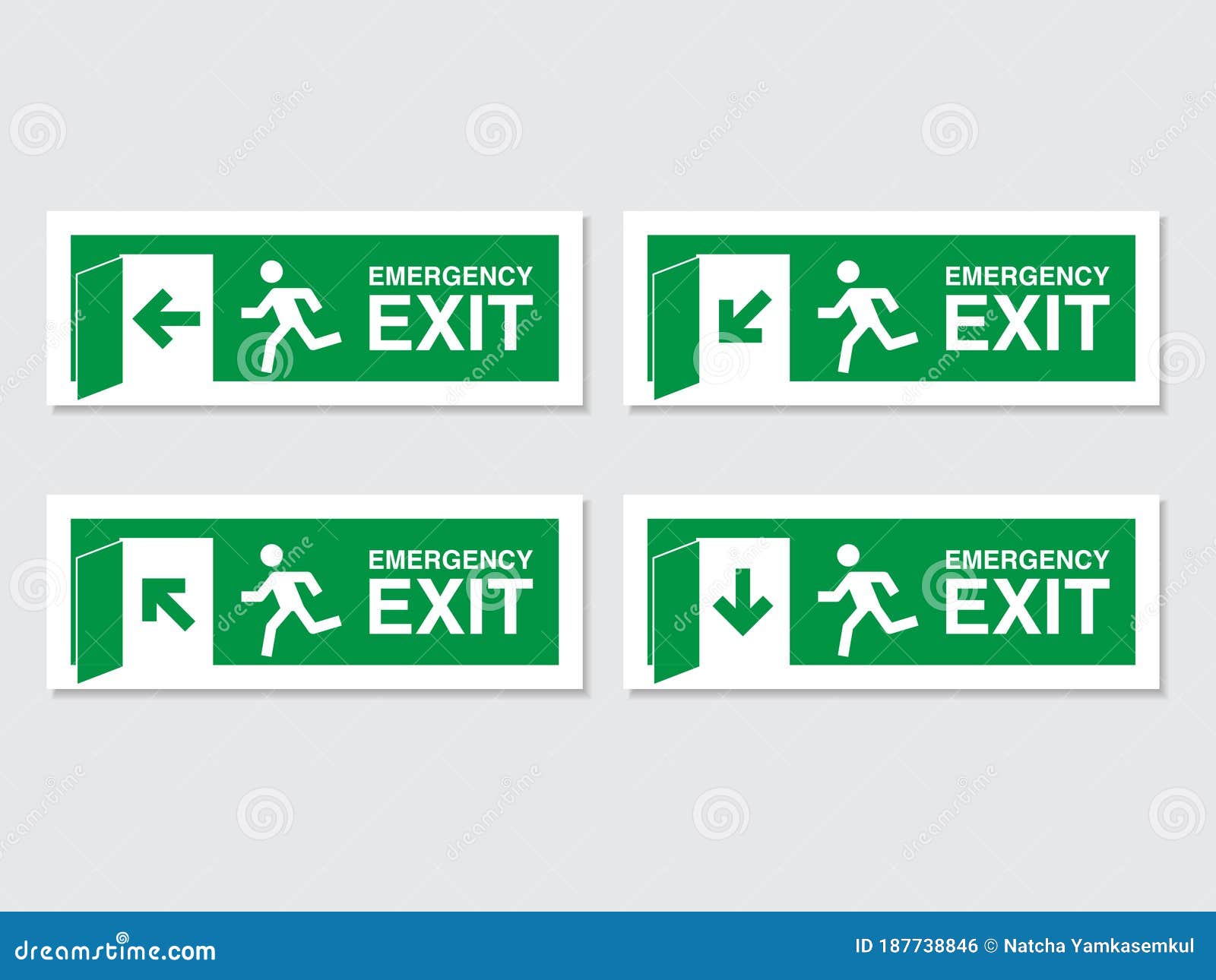 Green Emergency Exit Sign. Fire Exit Sign, Emergency Door Symbol ...
